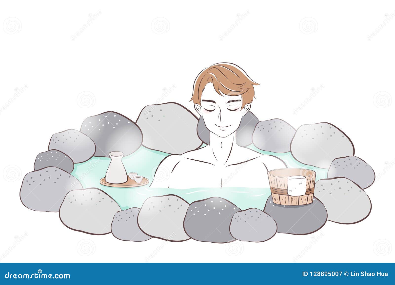 Man enjoy with hot spring stock vector. Illustration of outside - 128895007
