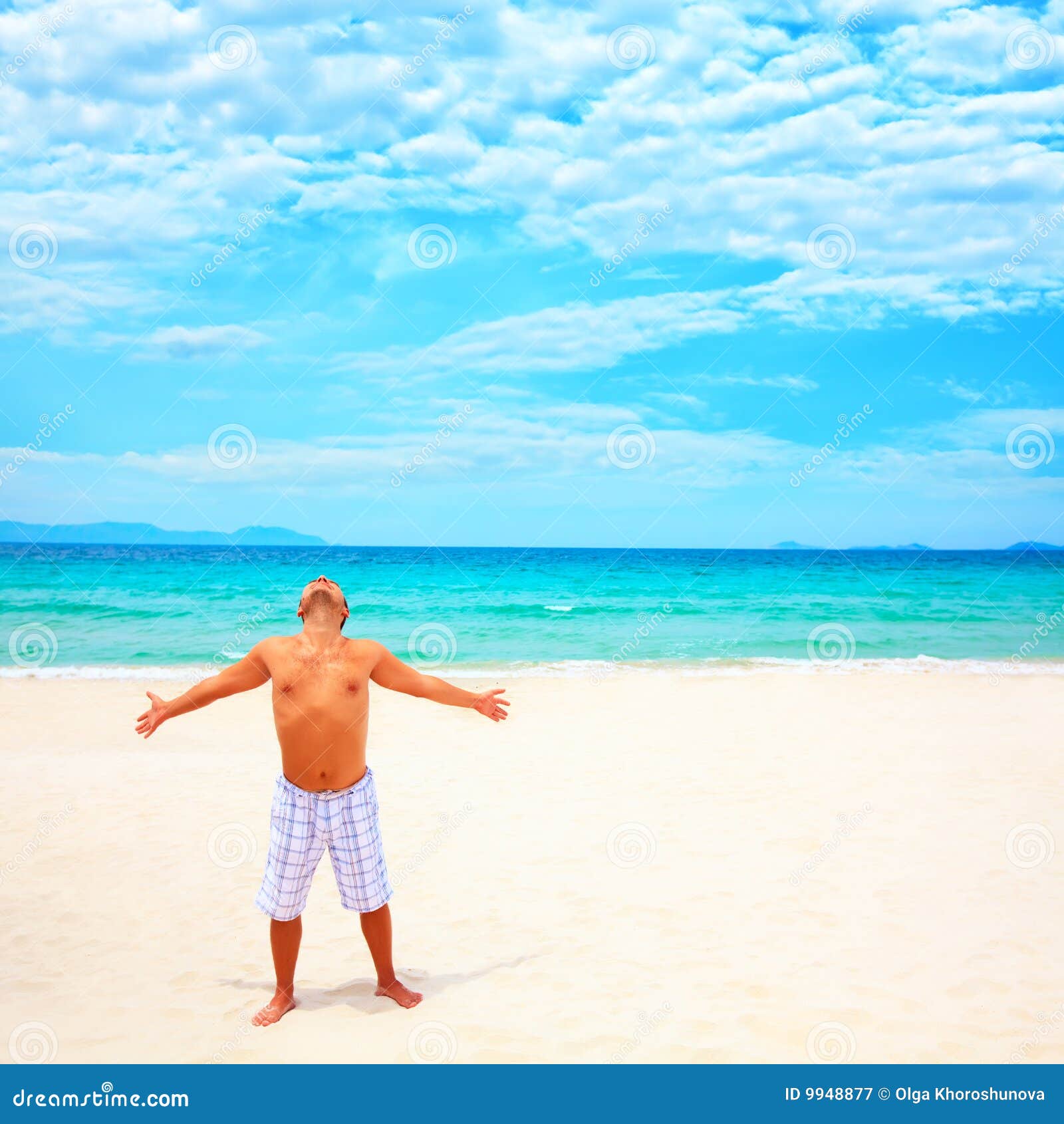 Man enjoy sun stock image. Image of travel, bikini, cheerful - 9948877
