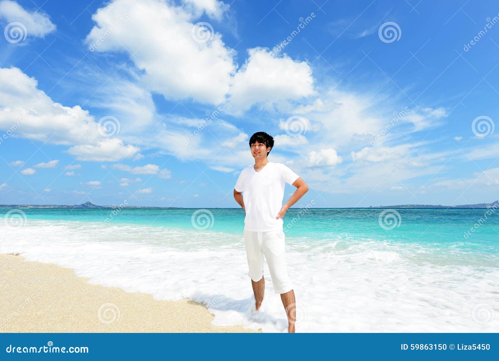 Man enjoy the sun. stock photo. Image of handsome, paradise - 59863150