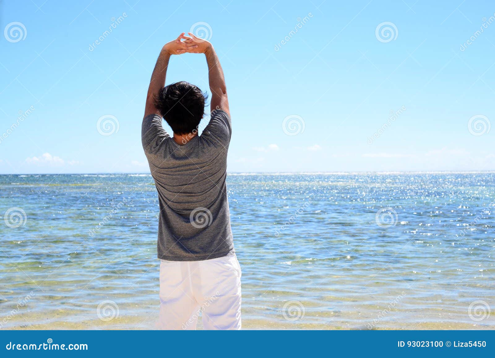 Man enjoy the sun. stock photo. Image of coral, happiness - 93023100