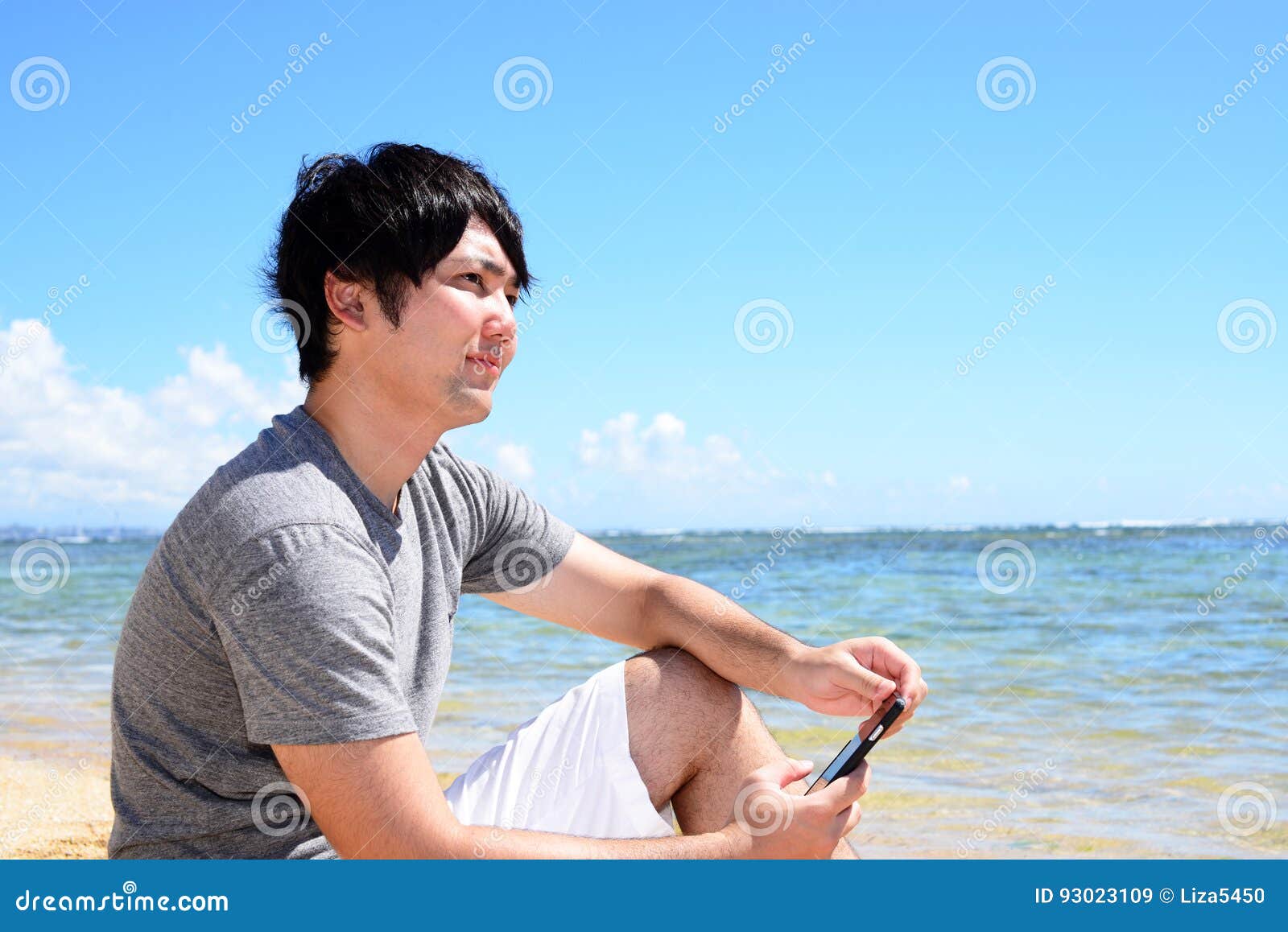 Man enjoy the sun. stock image. Image of face, ocean - 93023109