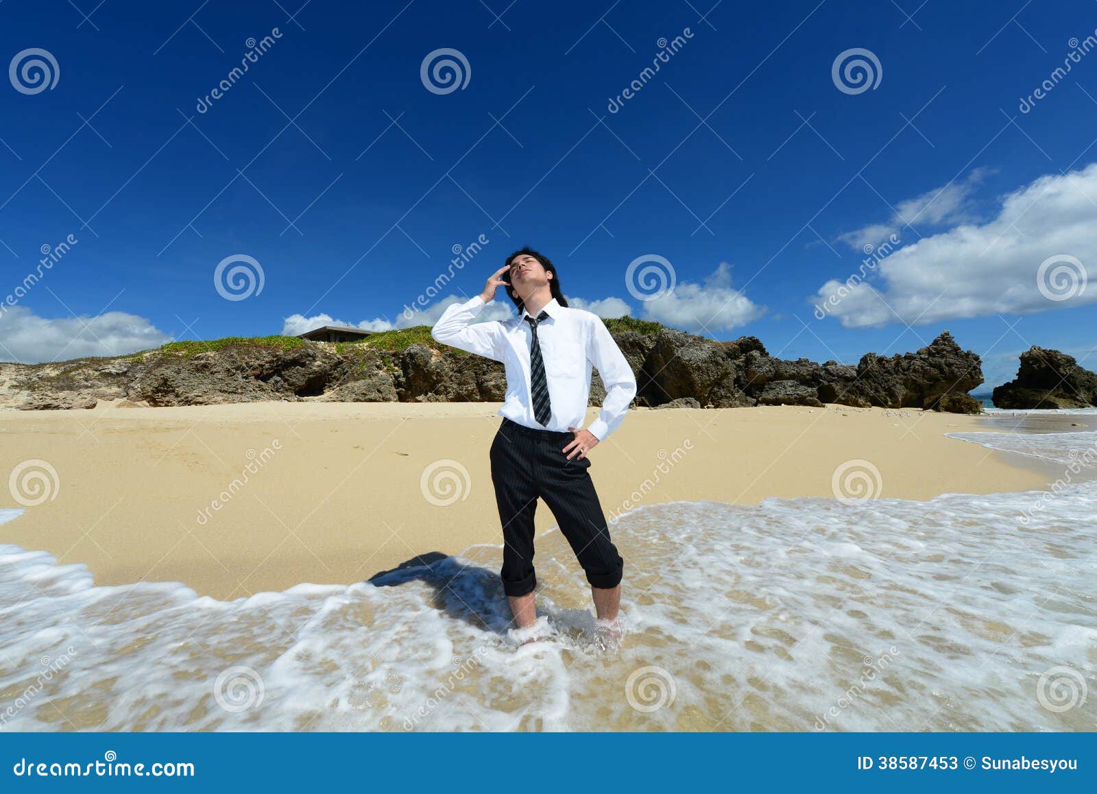 Man enjoy the sun. stock image. Image of attractive, paradise - 38587453