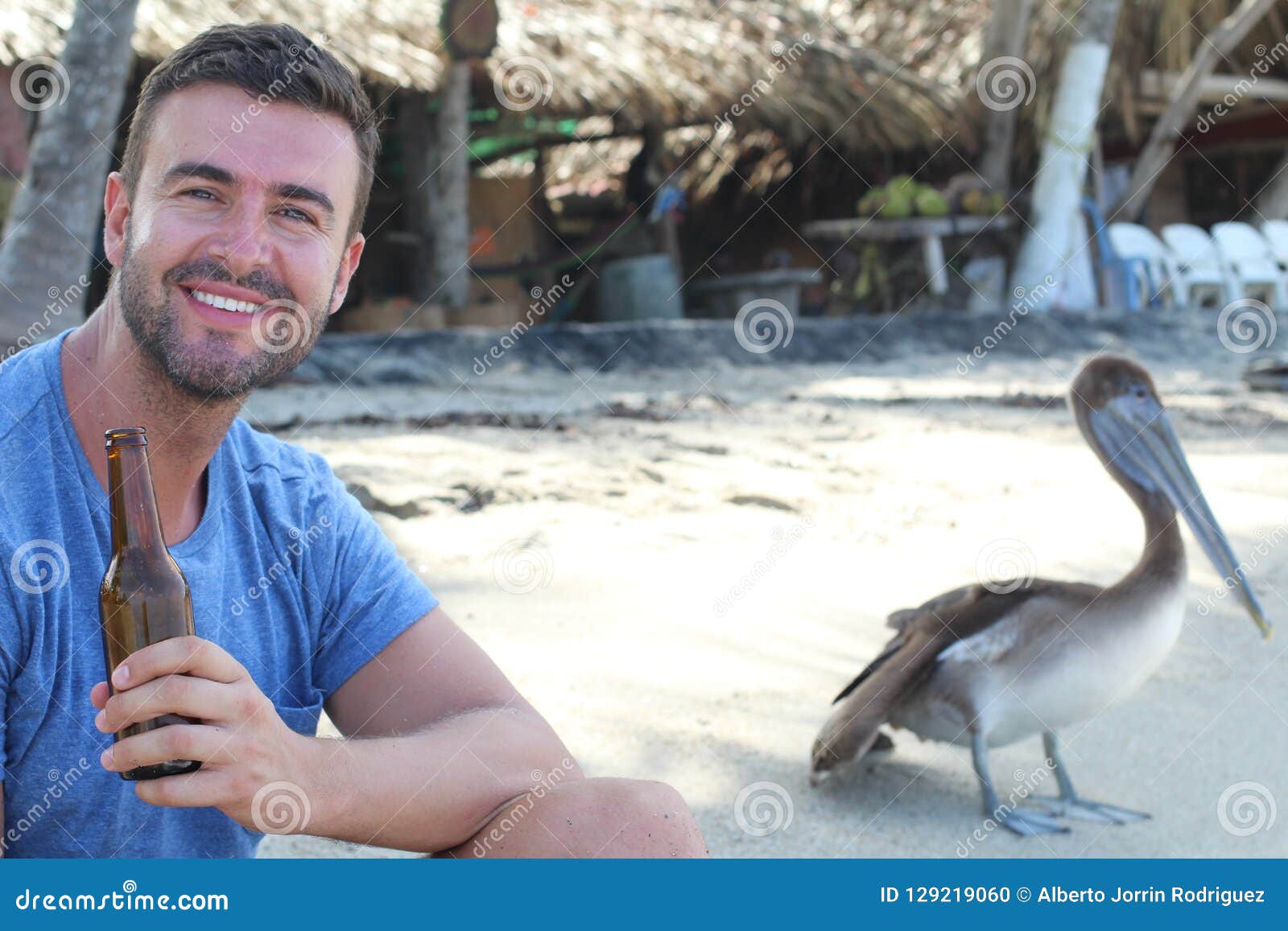Man Enjoying a Beer at the Beach Stock Photo - Image of alone, cold ...