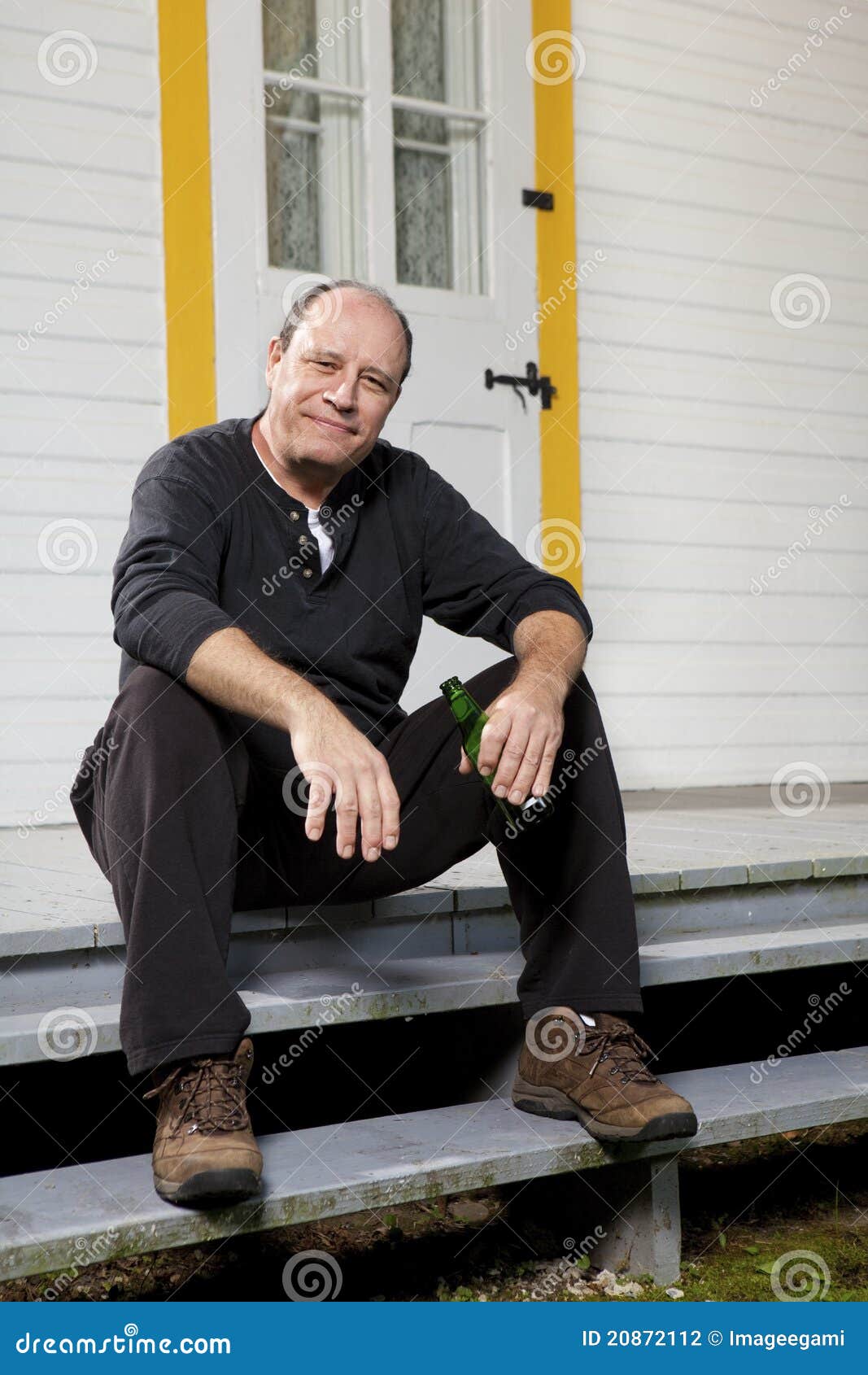Man Enjoying a Beer on His Front Porch Stock Photo - Image of ...