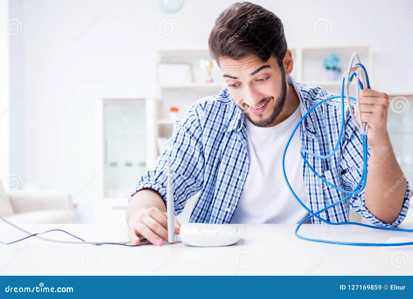 The Man Enjoying Fast Internet Connection Stock Image - Image of good ...