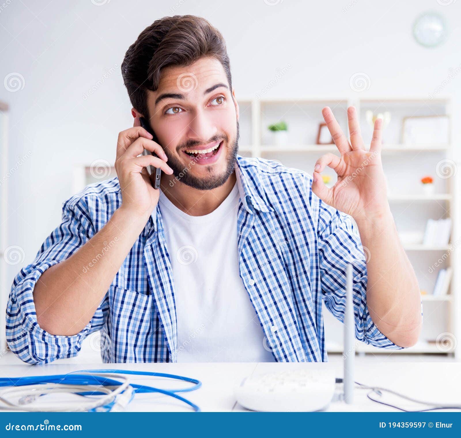 Man Enjoying Fast Internet Connection Stock Image - Image of connection ...