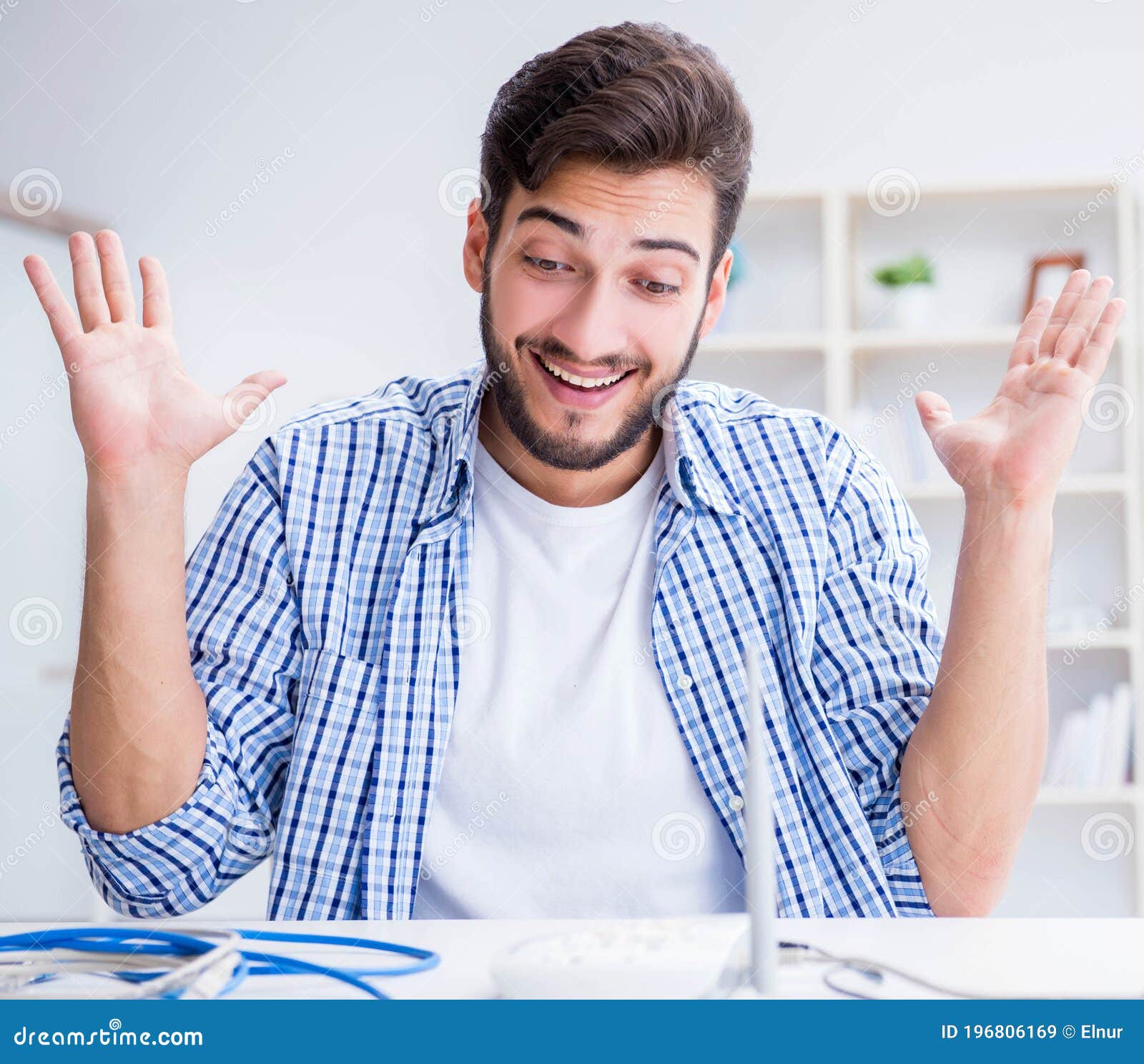 Man Enjoying Fast Internet Connection Stock Image - Image of device ...