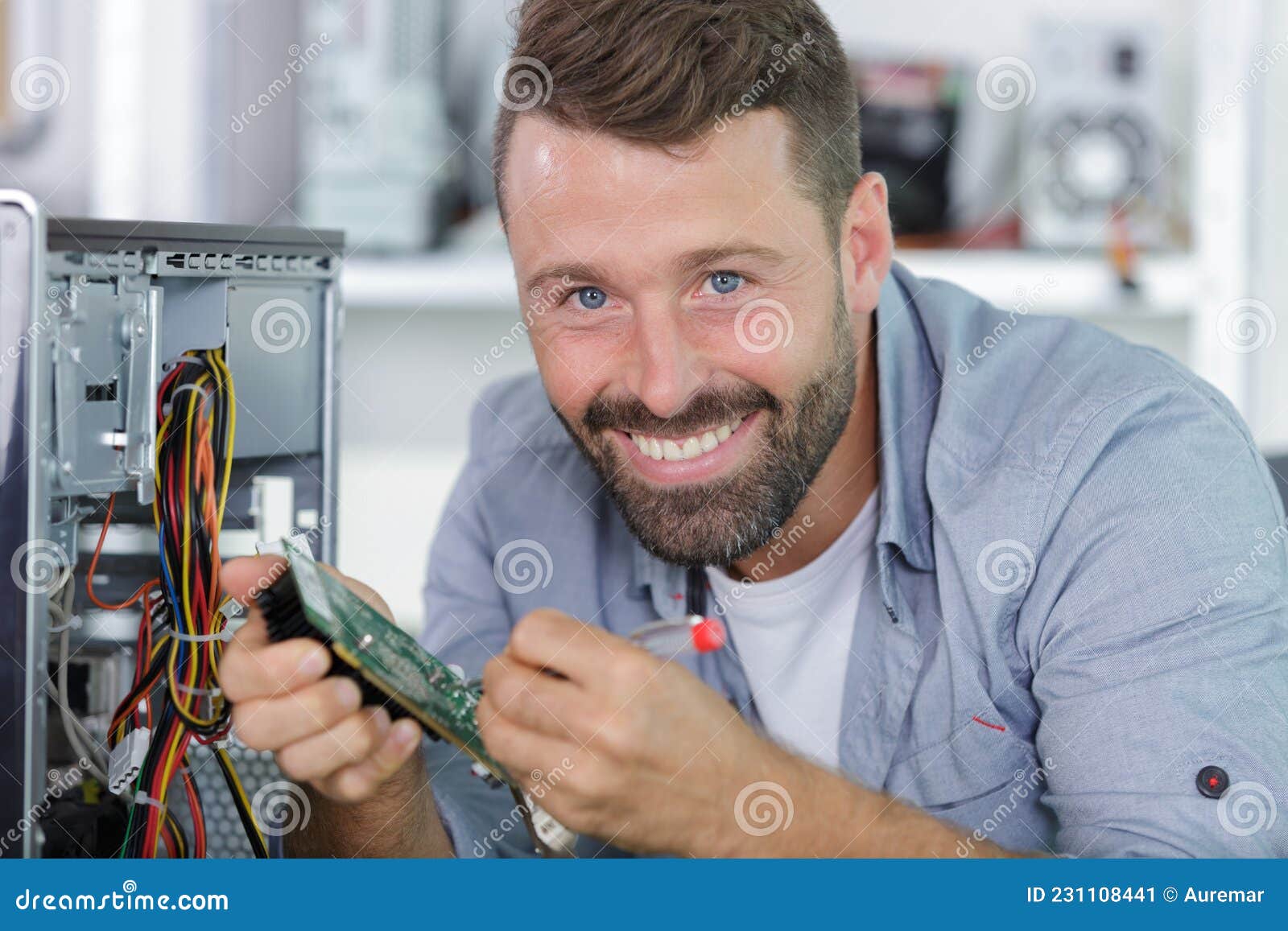Man Enjoying Fast Internet Connection Stock Image - Image of office ...