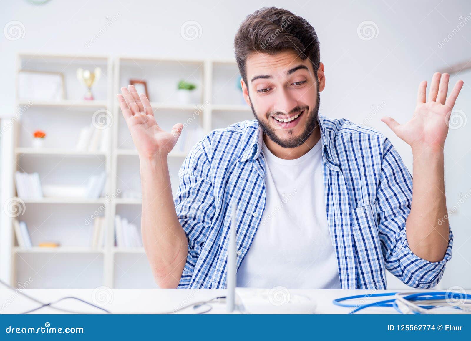 The Man Enjoying Fast Internet Connection Stock Photo - Image of office ...