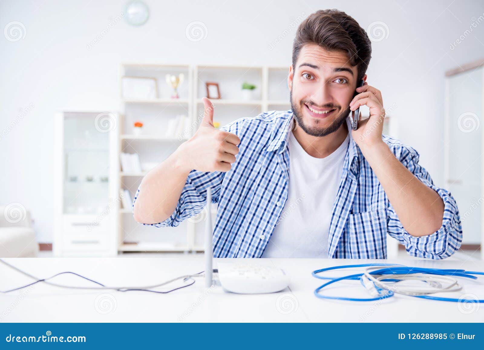 The Man Enjoying Fast Internet Connection Stock Image - Image of modem ...