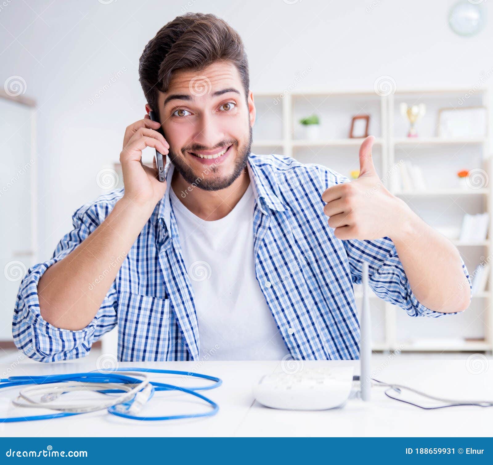 Man Enjoying Fast Internet Connection Stock Image - Image of reception ...