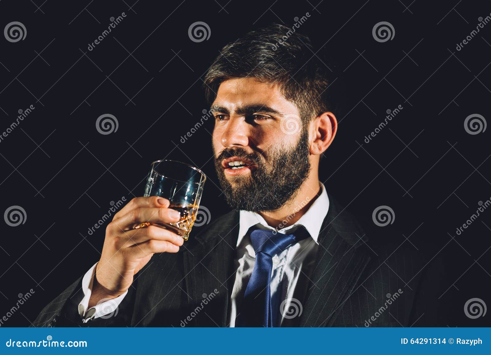 Man Enjoying a Glass of Alcohol Stock Photo - Image of glass ...