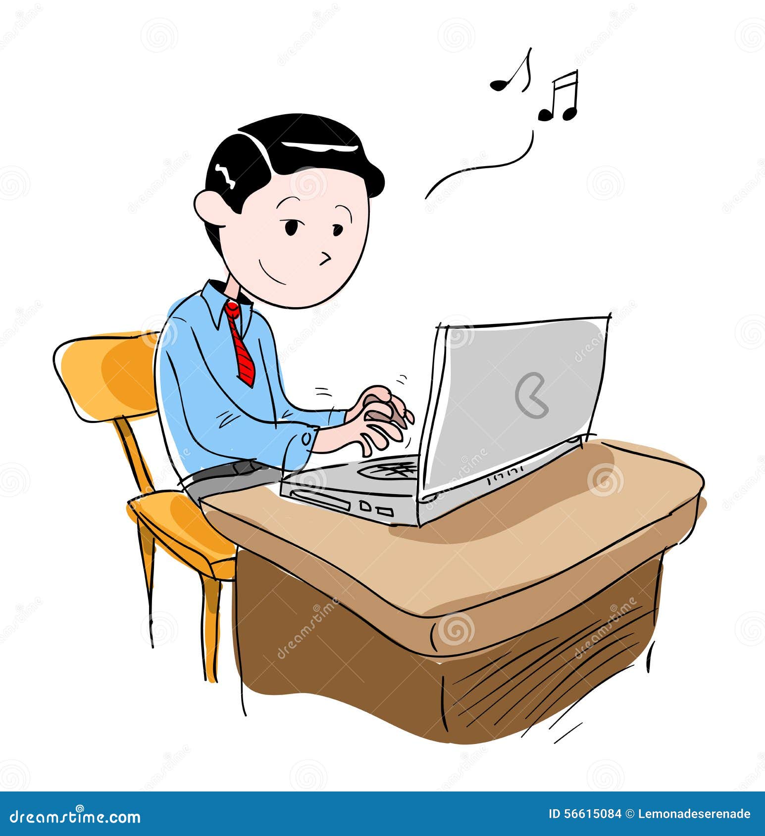 Man Enjoying His Work stock vector. Illustration of clock - 56615084