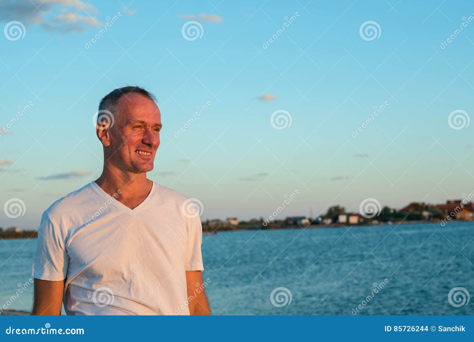Man Enjoying Life on the Seaside Stock Photo - Image of expression ...
