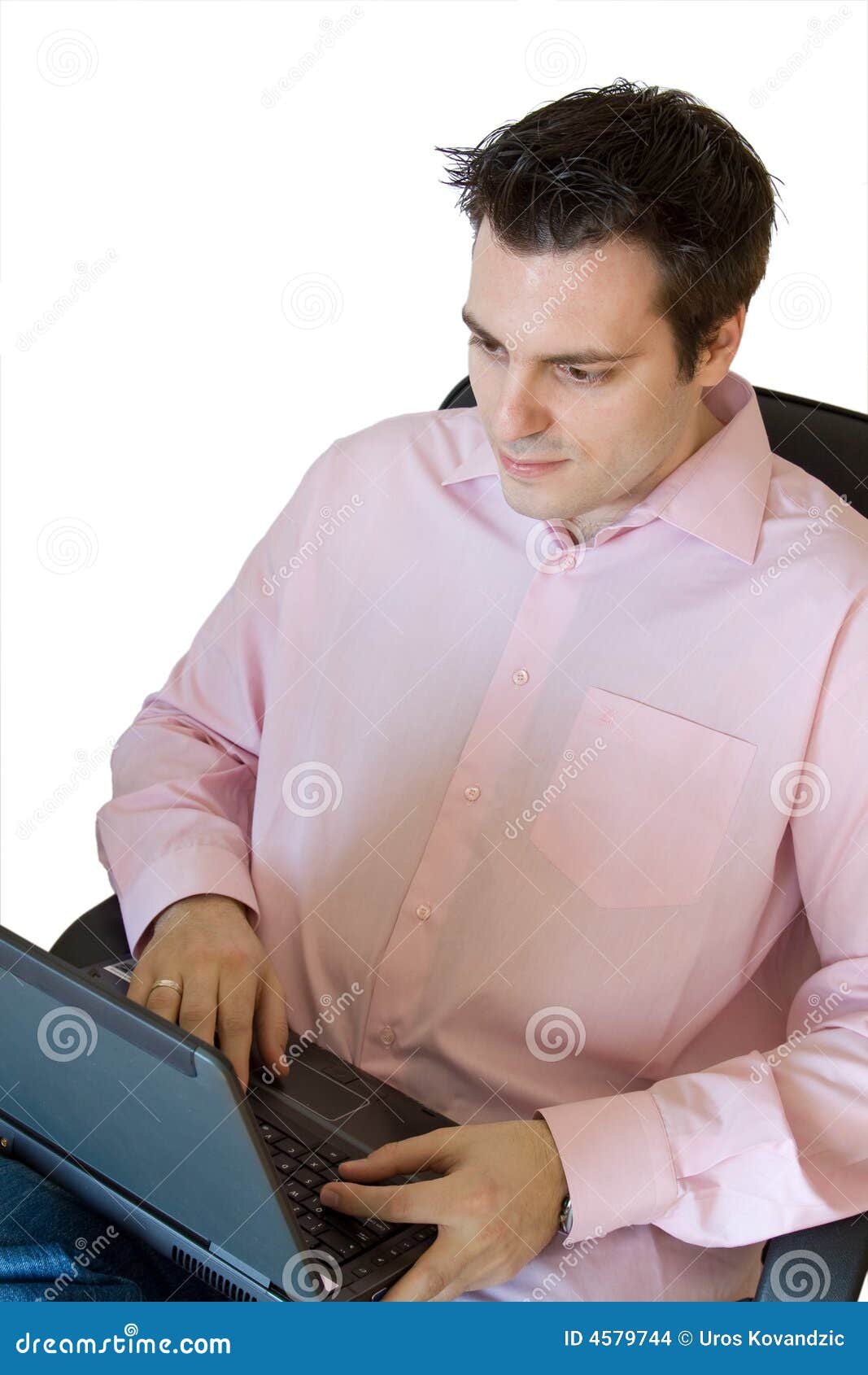 Man Enjoying Work on Laptop Stock Photo - Image of businessmen ...