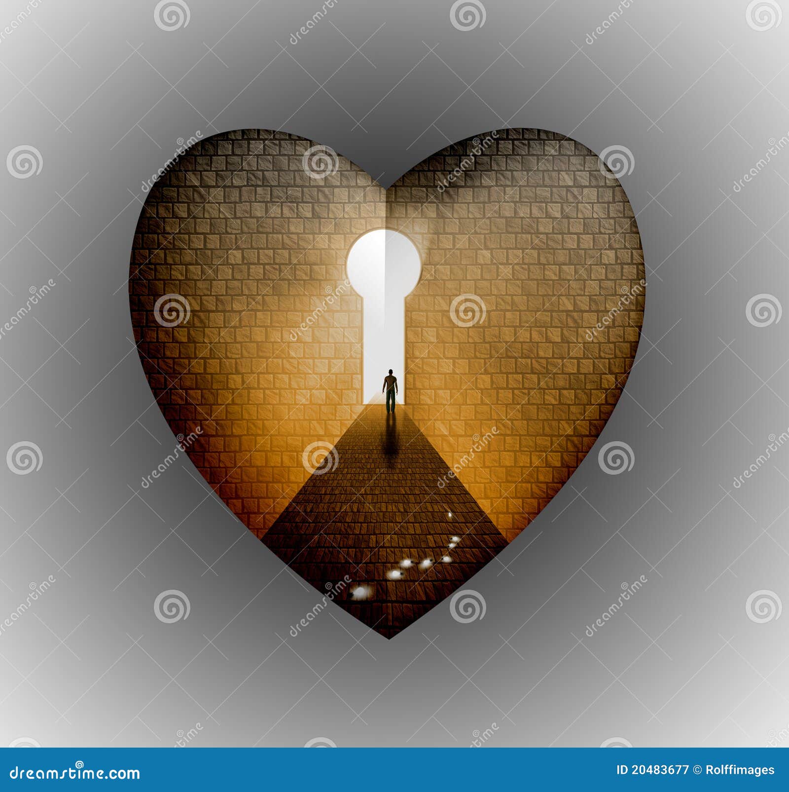 Man enter key heart stock illustration. Illustration of background ...