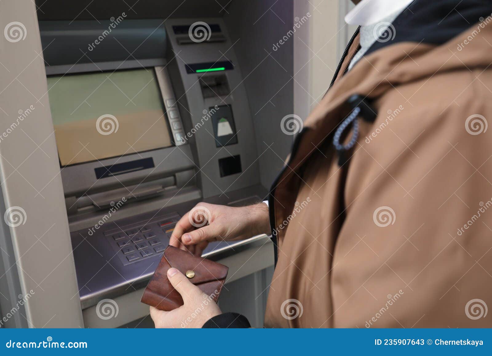 Man Entering Cash Machine Pin Code, Closeup Stock Image - Image of ...