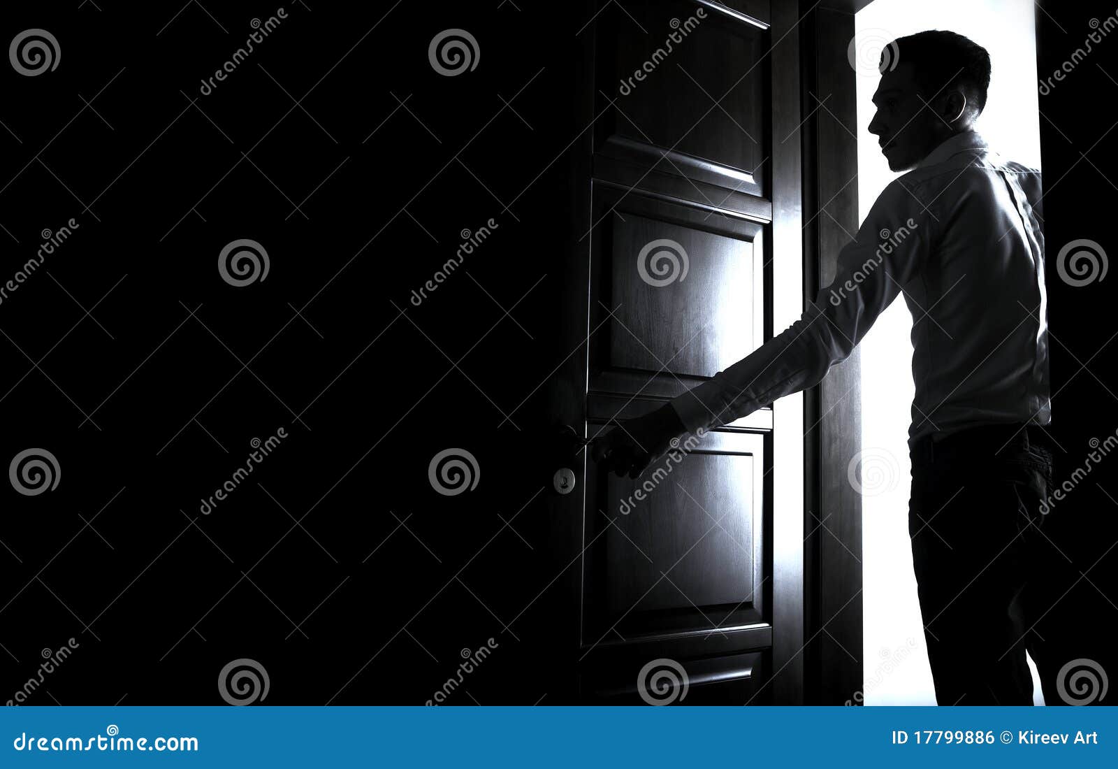 Man entering a dark room stock photo. Image of looking - 17799886