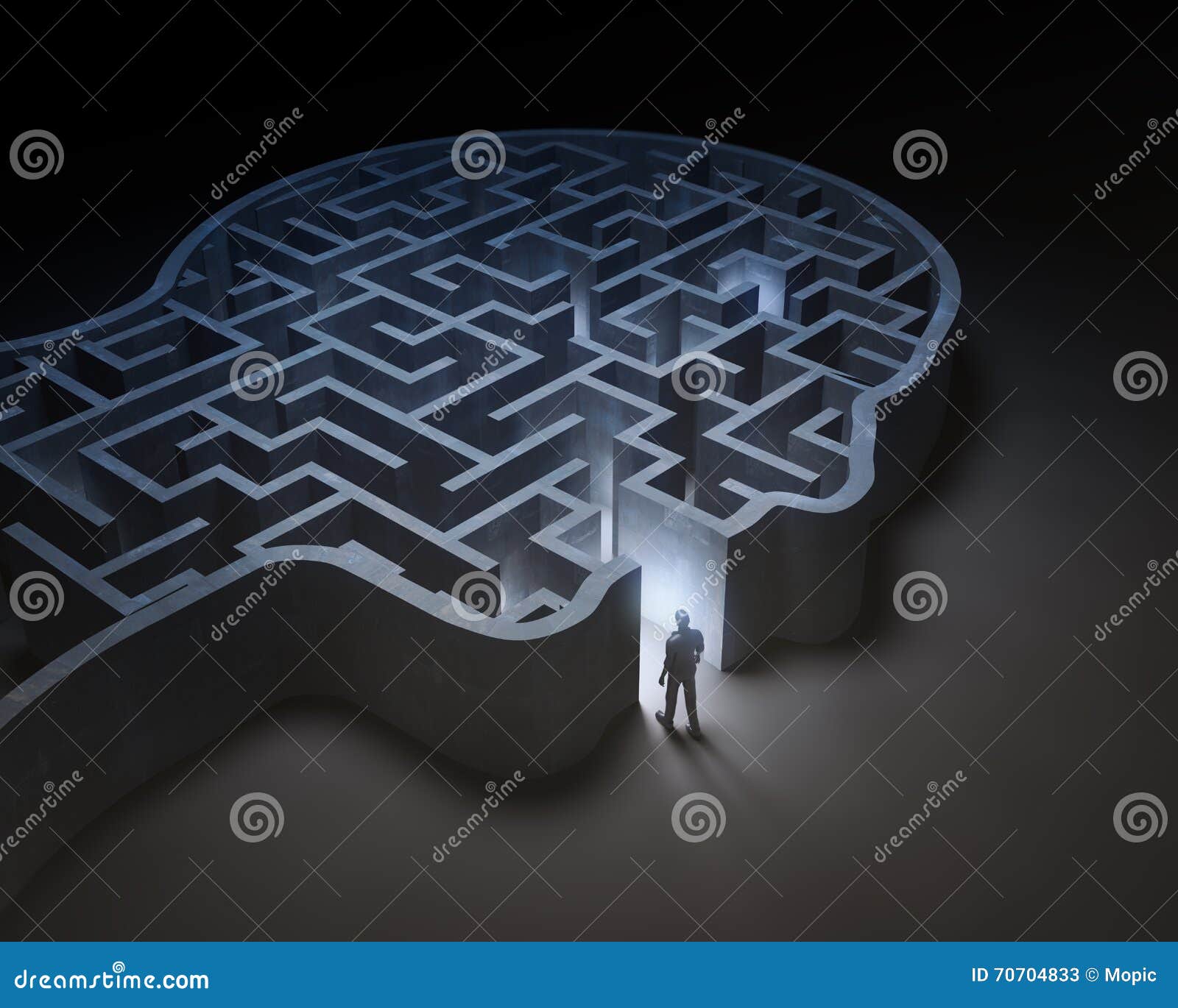 Man With Maze Inside His Head Instead Of A Brain Royalty-Free Stock ...