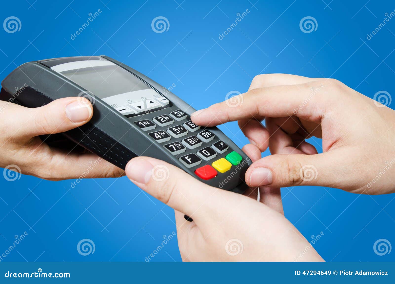 Man Entering PIN on Payment Terminal Stock Image - Image of paying ...