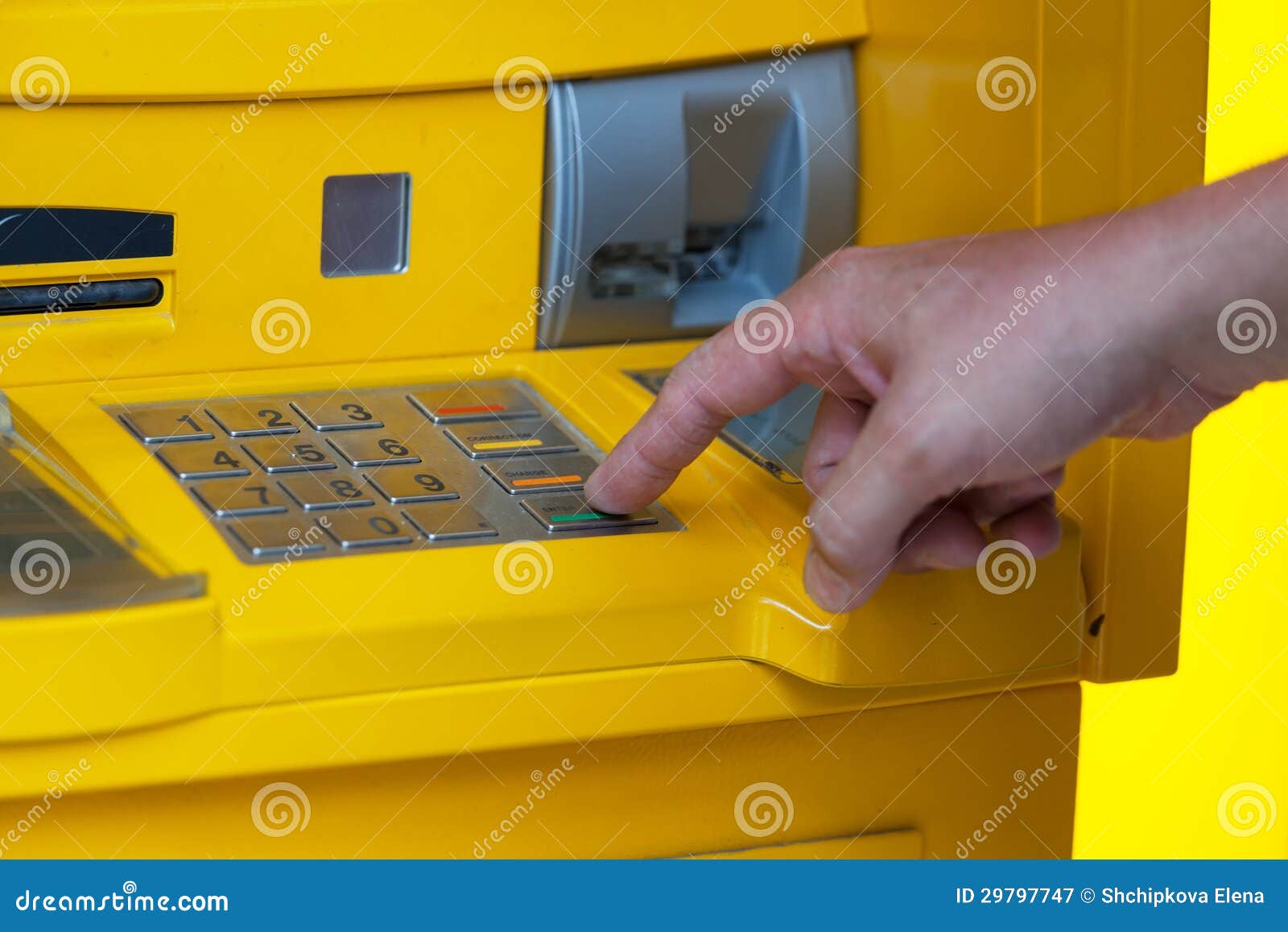 Man enters a PIN code stock image. Image of outside, cashpoint - 29797747
