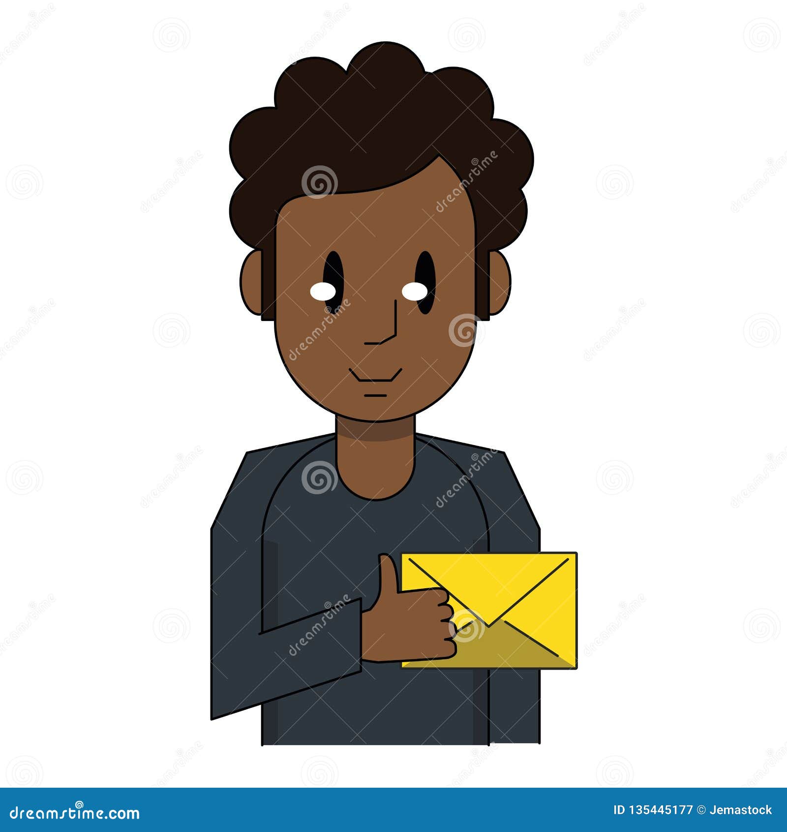 Man with envelope cartoon stock vector. Illustration of center - 135445177