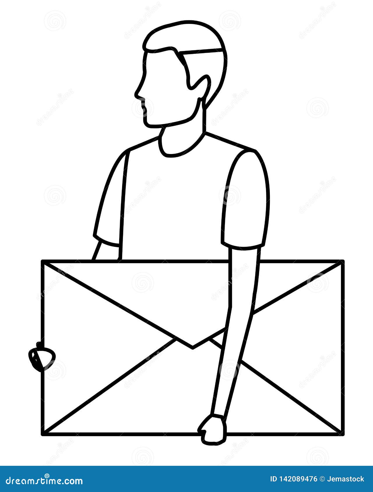 Man with envelope stock vector. Illustration of finance - 142089476