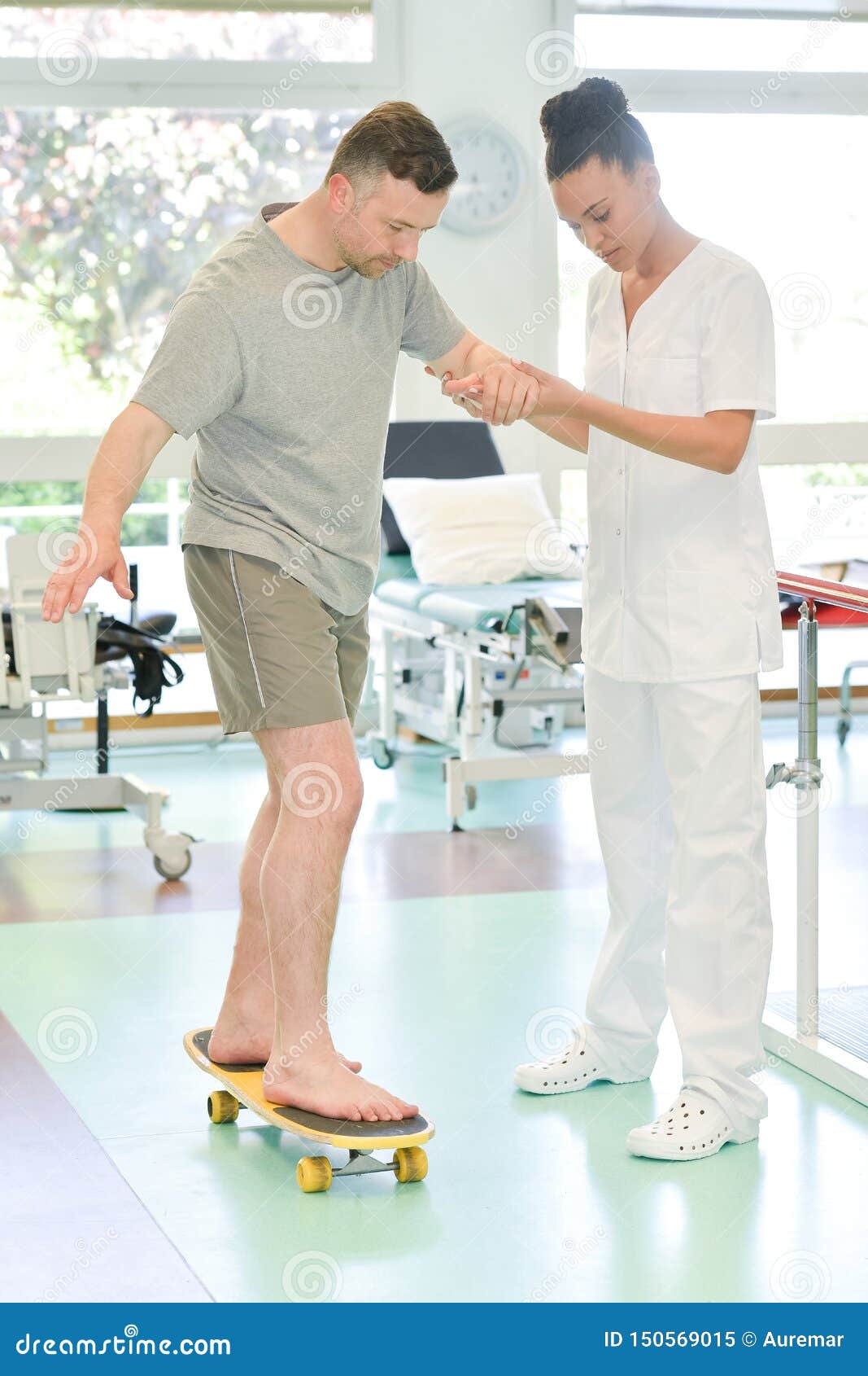 Man in Equilibrium Physiotherapy Stock Image - Image of muscle, ball: 150569015