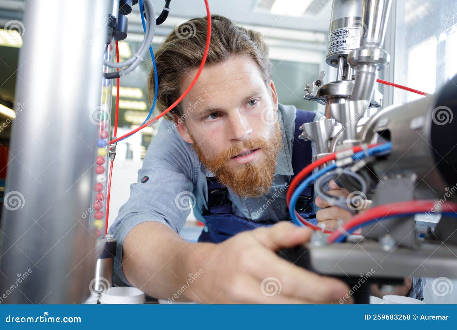 Man with Equipment in Plastic Factory Stock Photo - Image of work ...