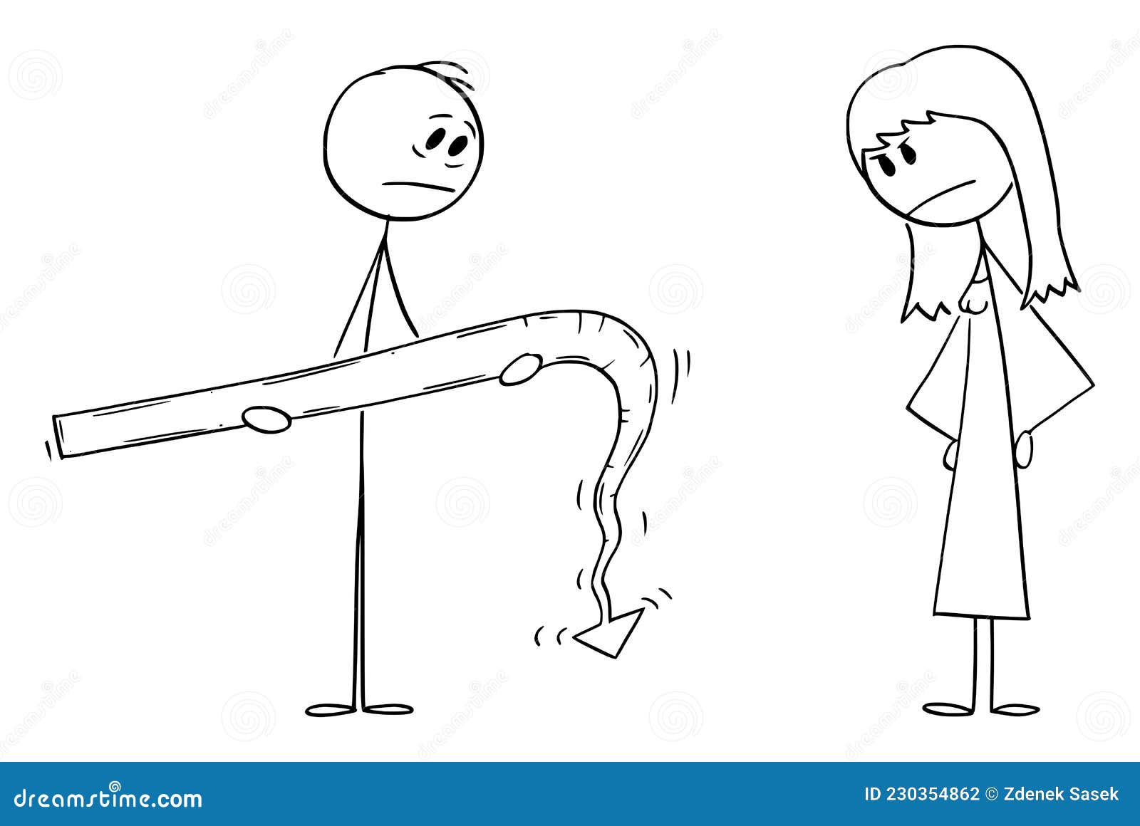 Man With Erectile Or Erectile Dysfunction Problem Vector Cartoon Stick Figure Illustration