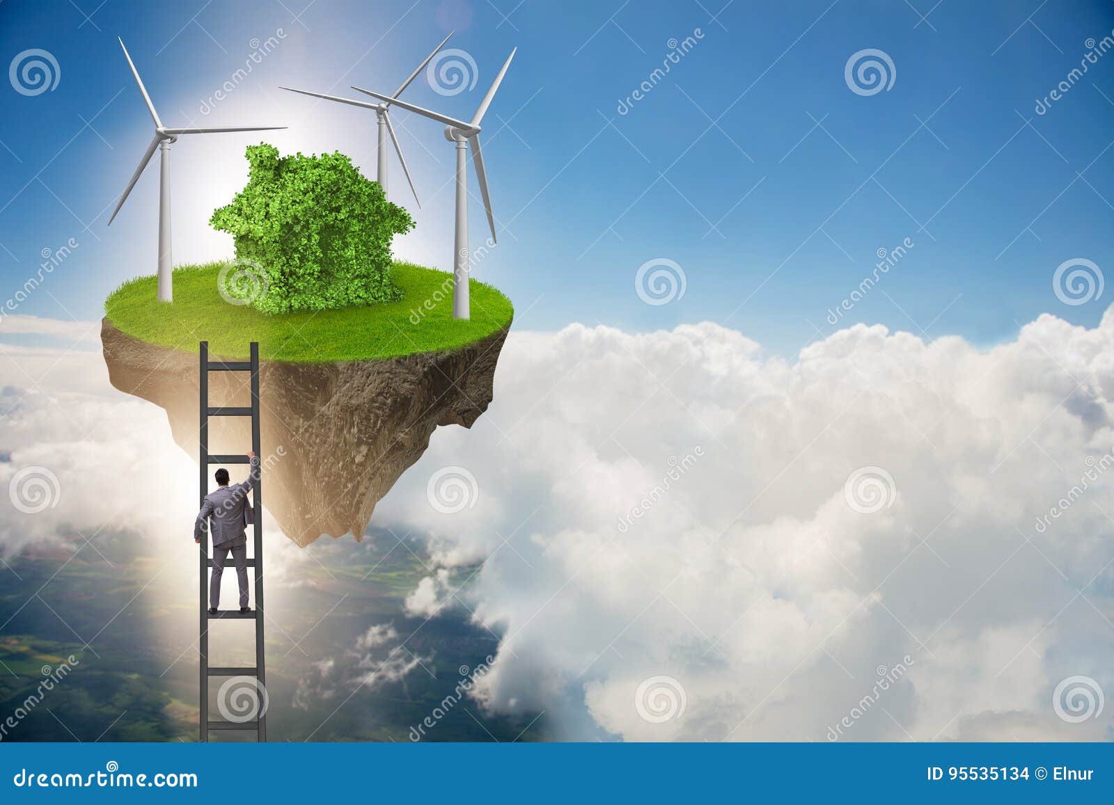 The Man Escaping To Green Environment Stock Photo - Image of green ...