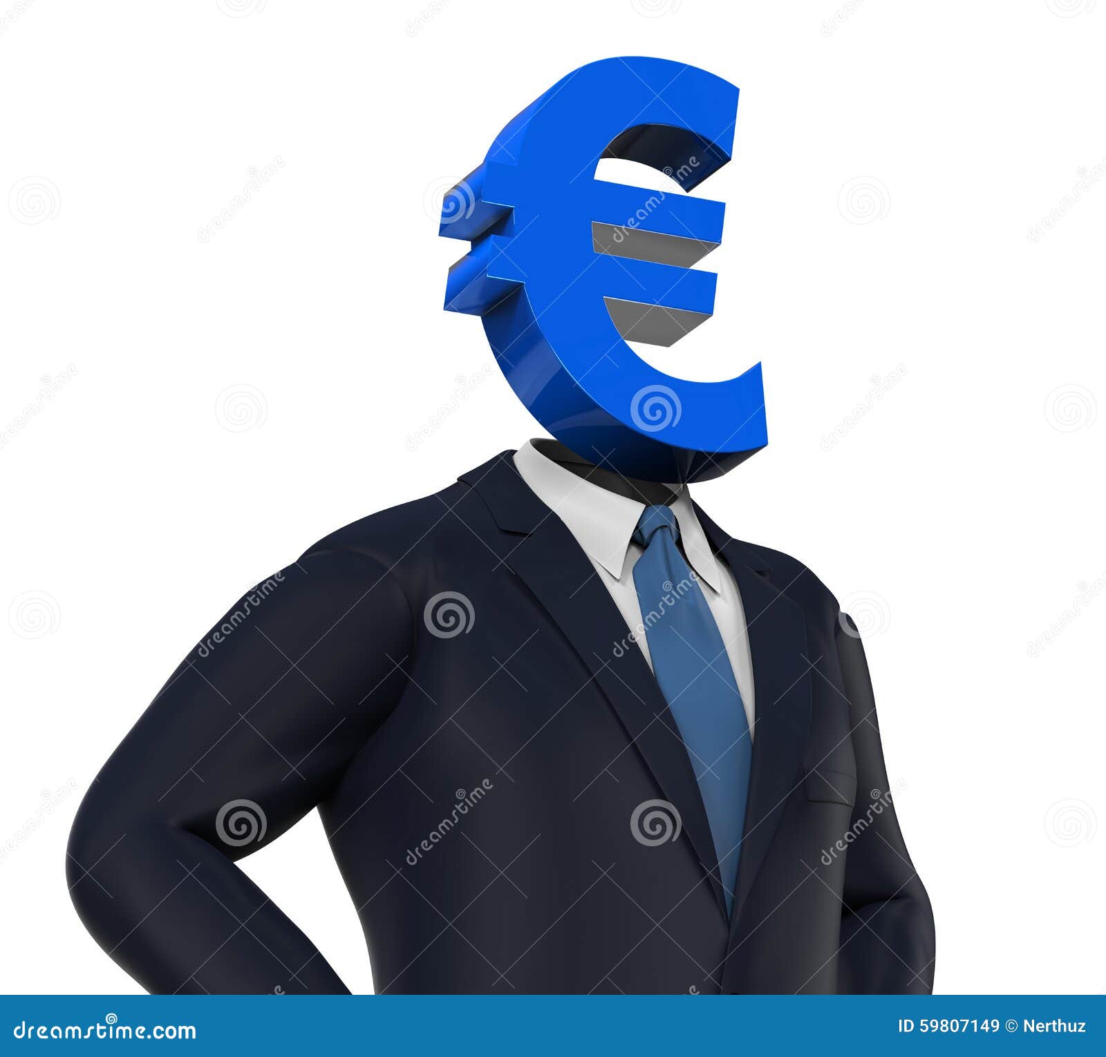 Man with Euro Symbol Head stock illustration. Illustration of earn ...