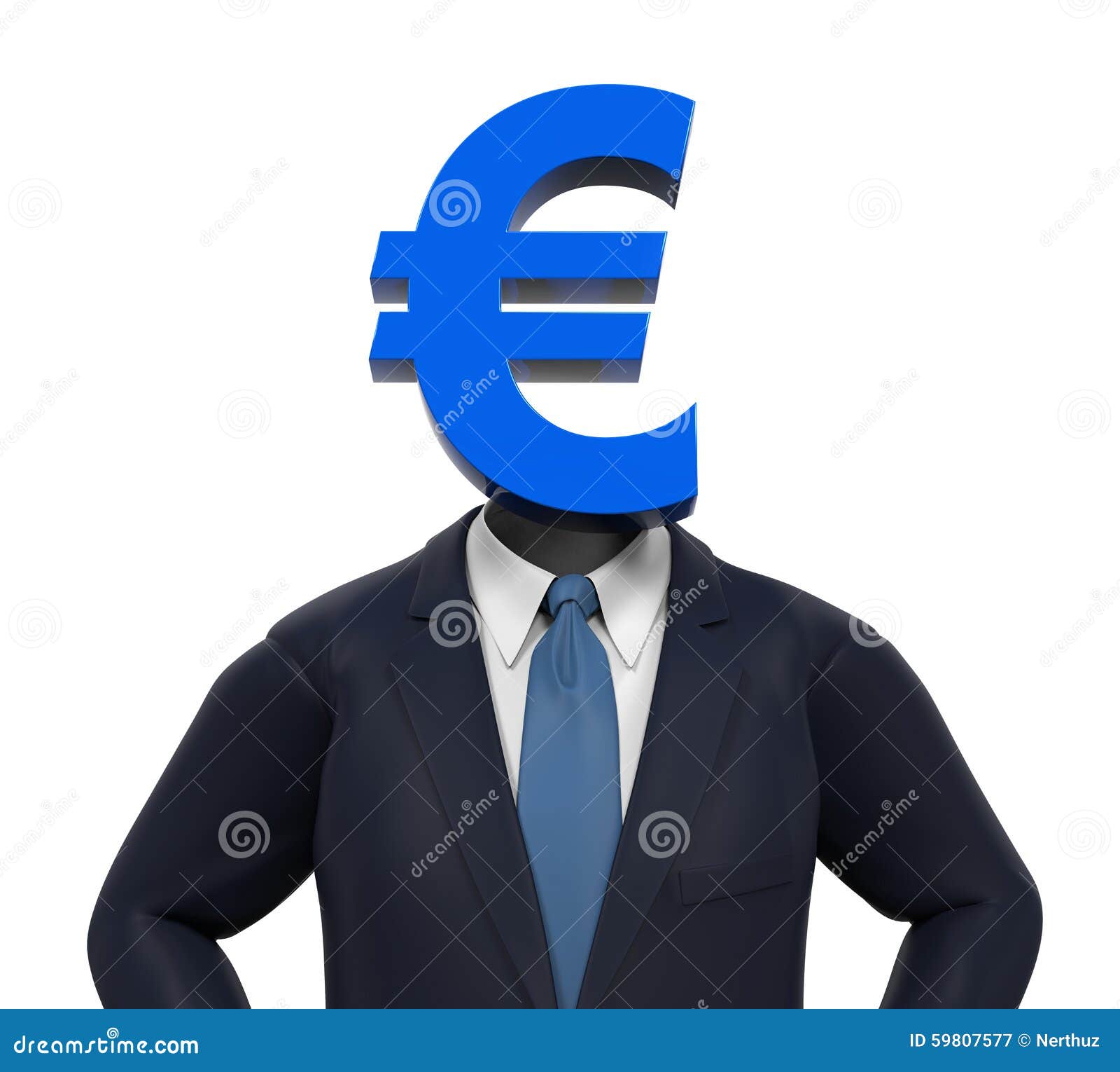 Man with Euro Symbol Head stock illustration. Illustration of earnings ...