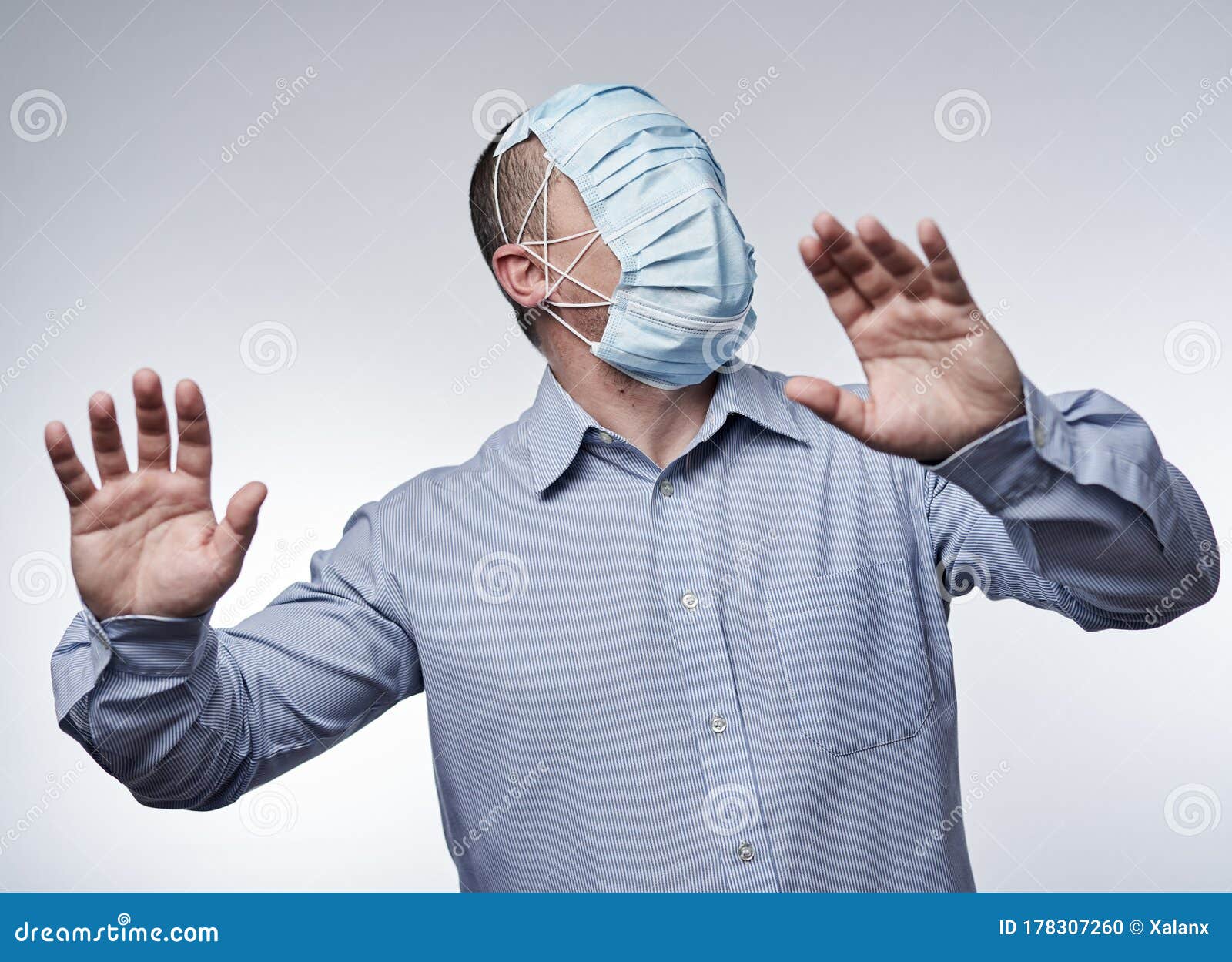 Over protected blinded man stock photo. Image of overprotected - 178307260