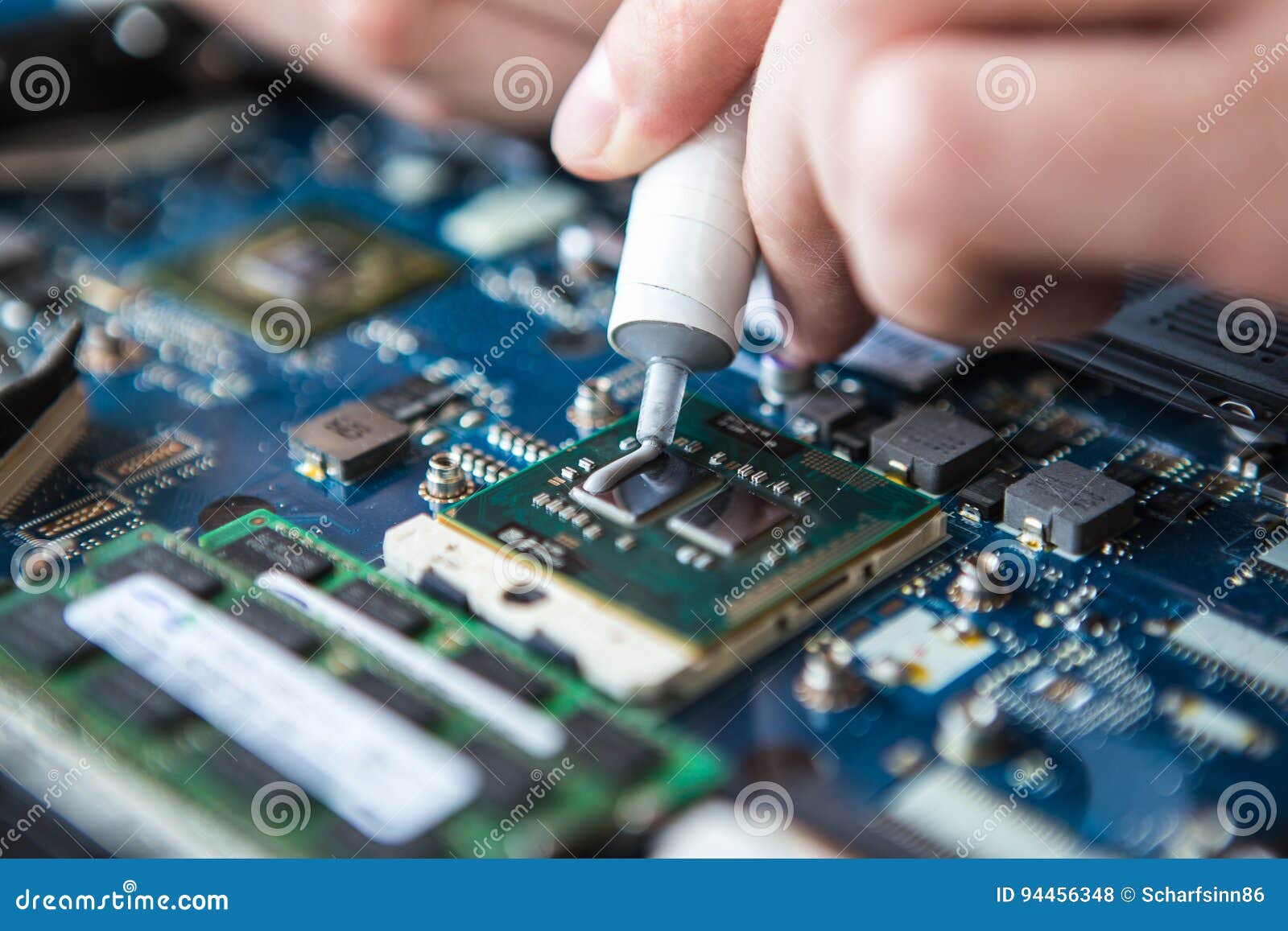 Man Examines Laptop PC Clean Thermal Paste Stock Photo - Image of ...