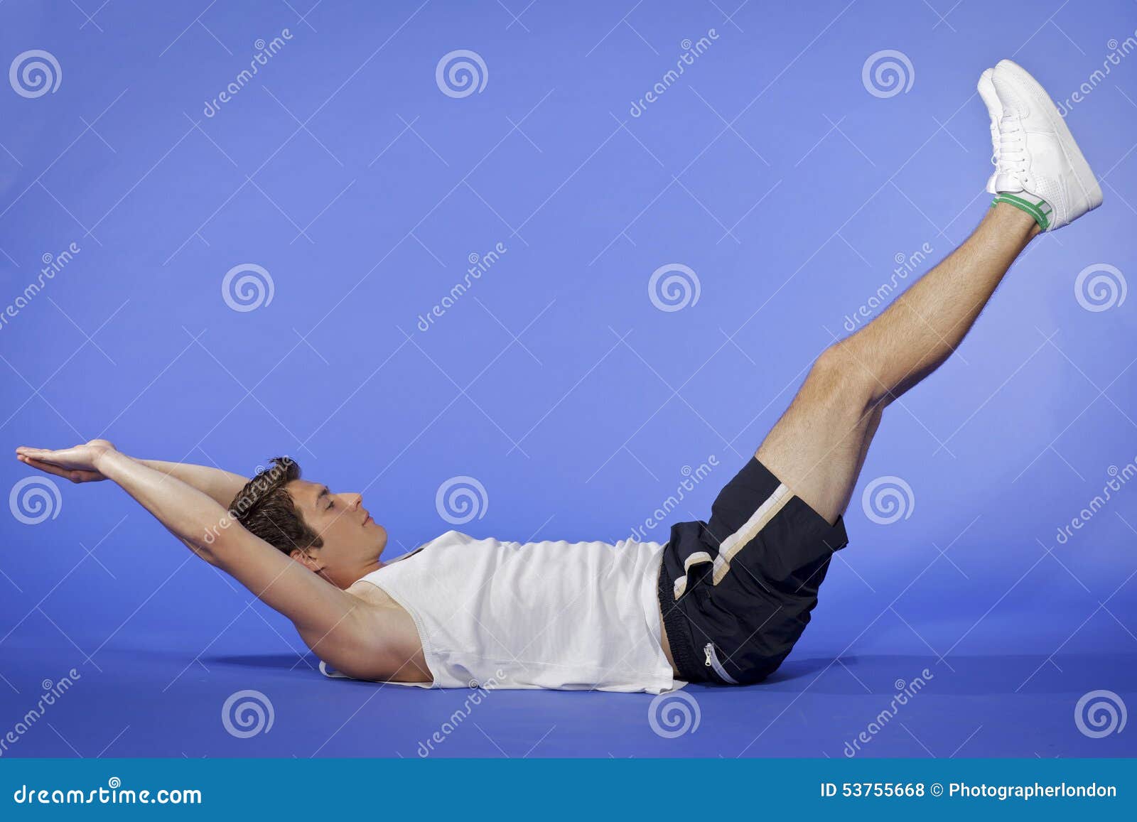 Man Excercising stock photo. Image of arms, interior - 53755668