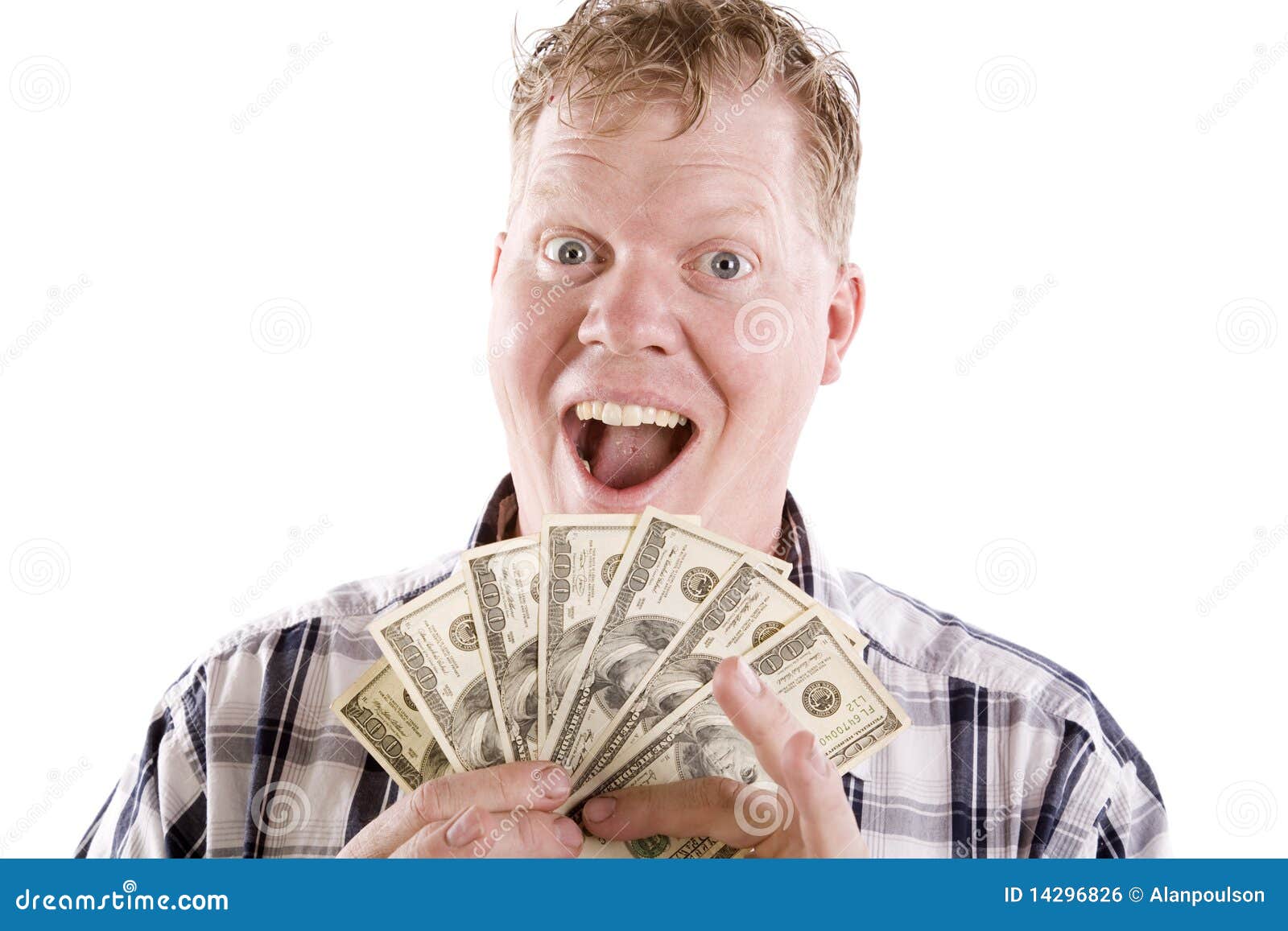 Man excited about money stock photo. Image of isolated - 14296826