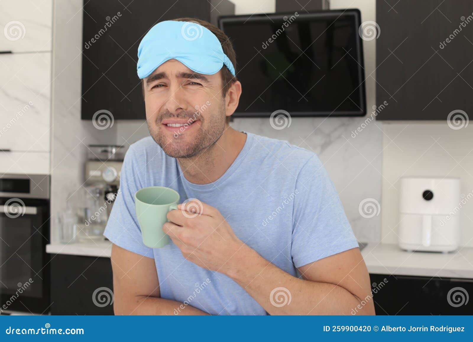 Man Excited To Have Coffee in the Morning Stock Photo - Image of ...