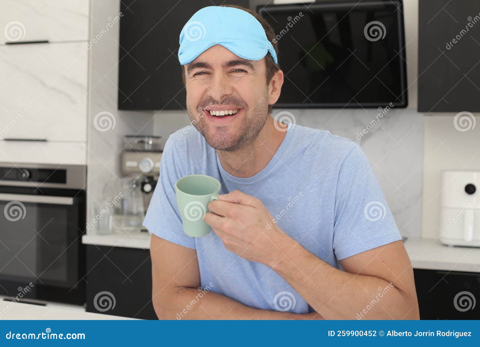 Man Excited To Have Coffee in the Morning Stock Photo - Image of ...
