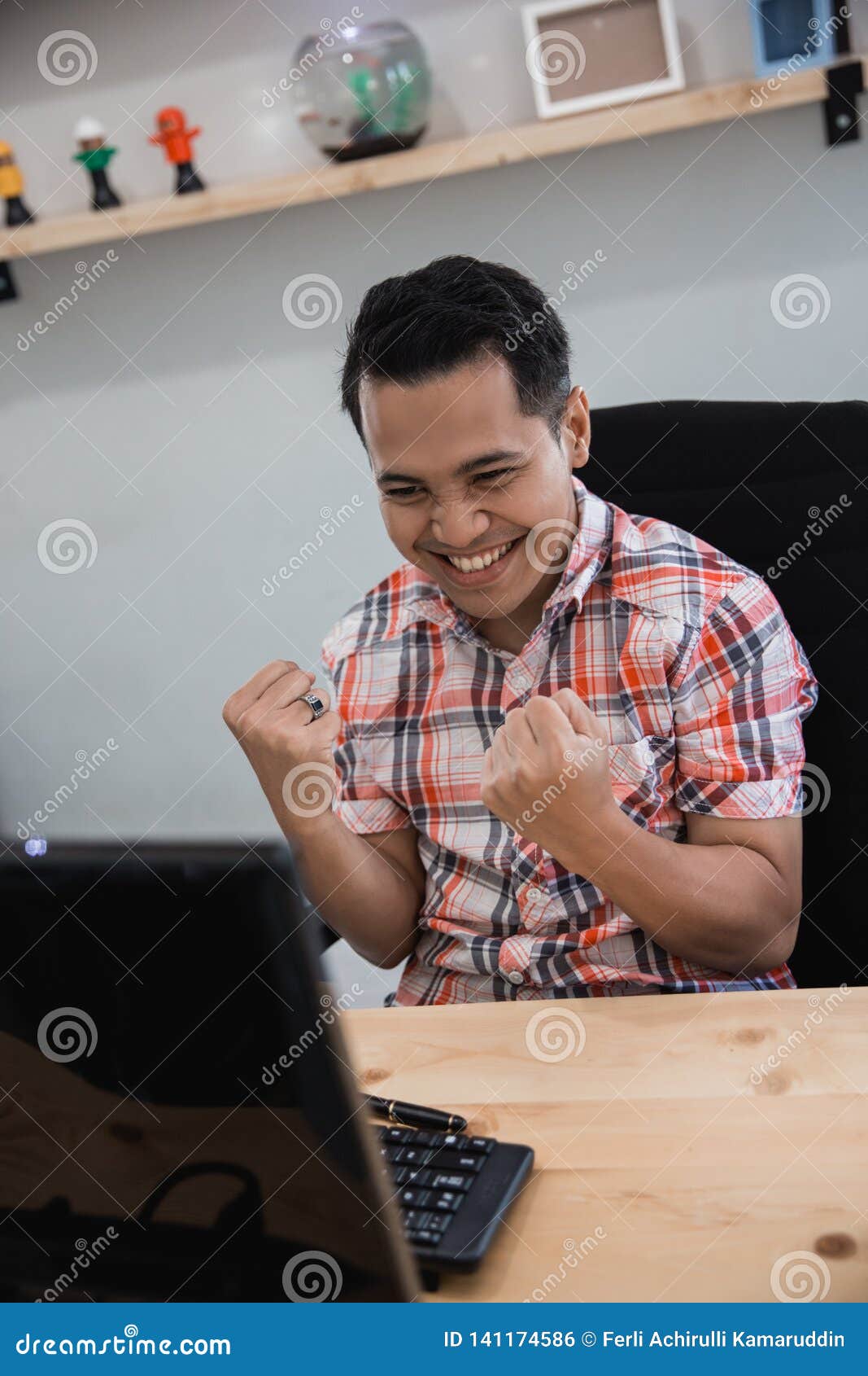 Man excited to win jackpot stock photo. Image of self - 141174586