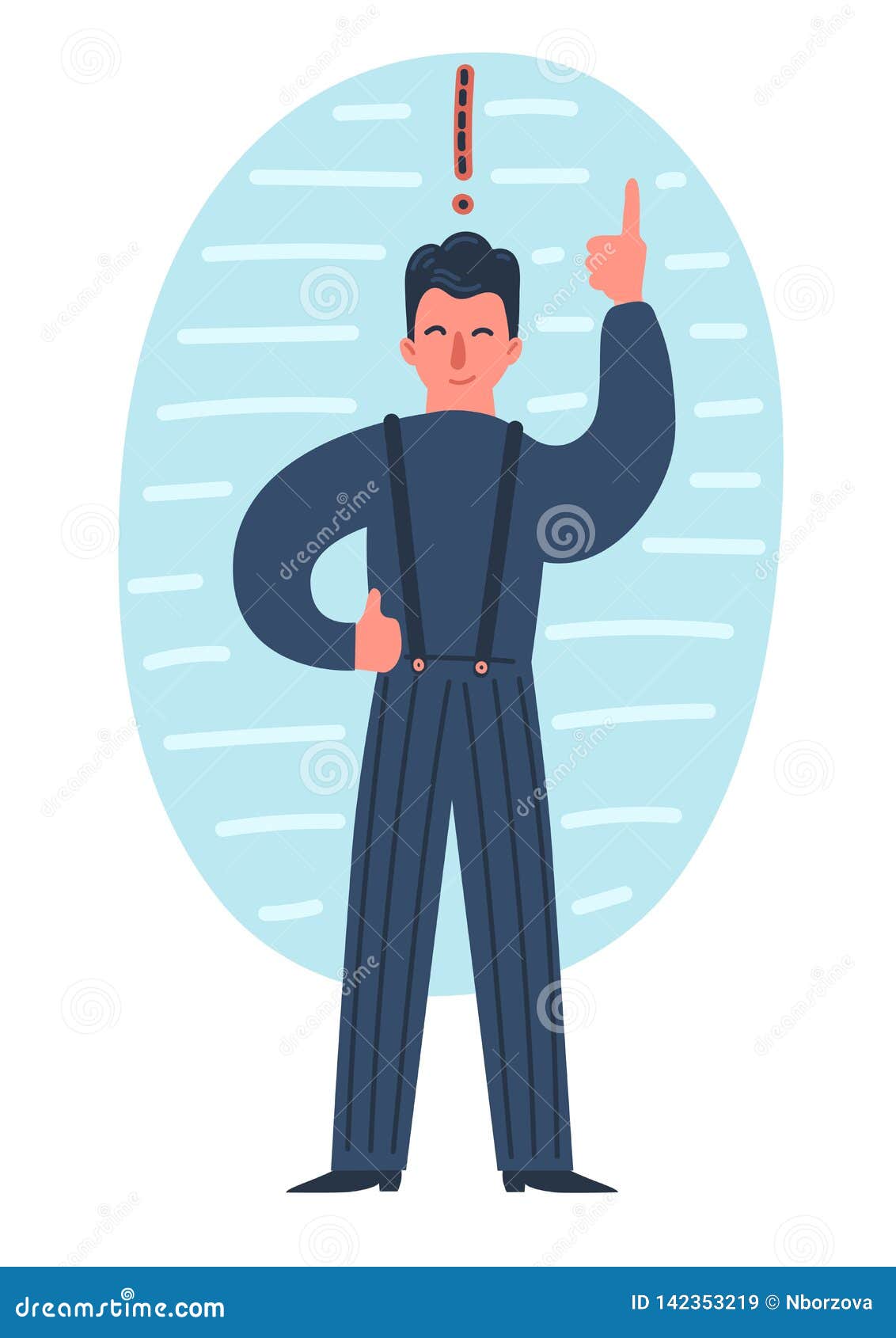 Man with exclamation mark. stock vector. Illustration of character ...