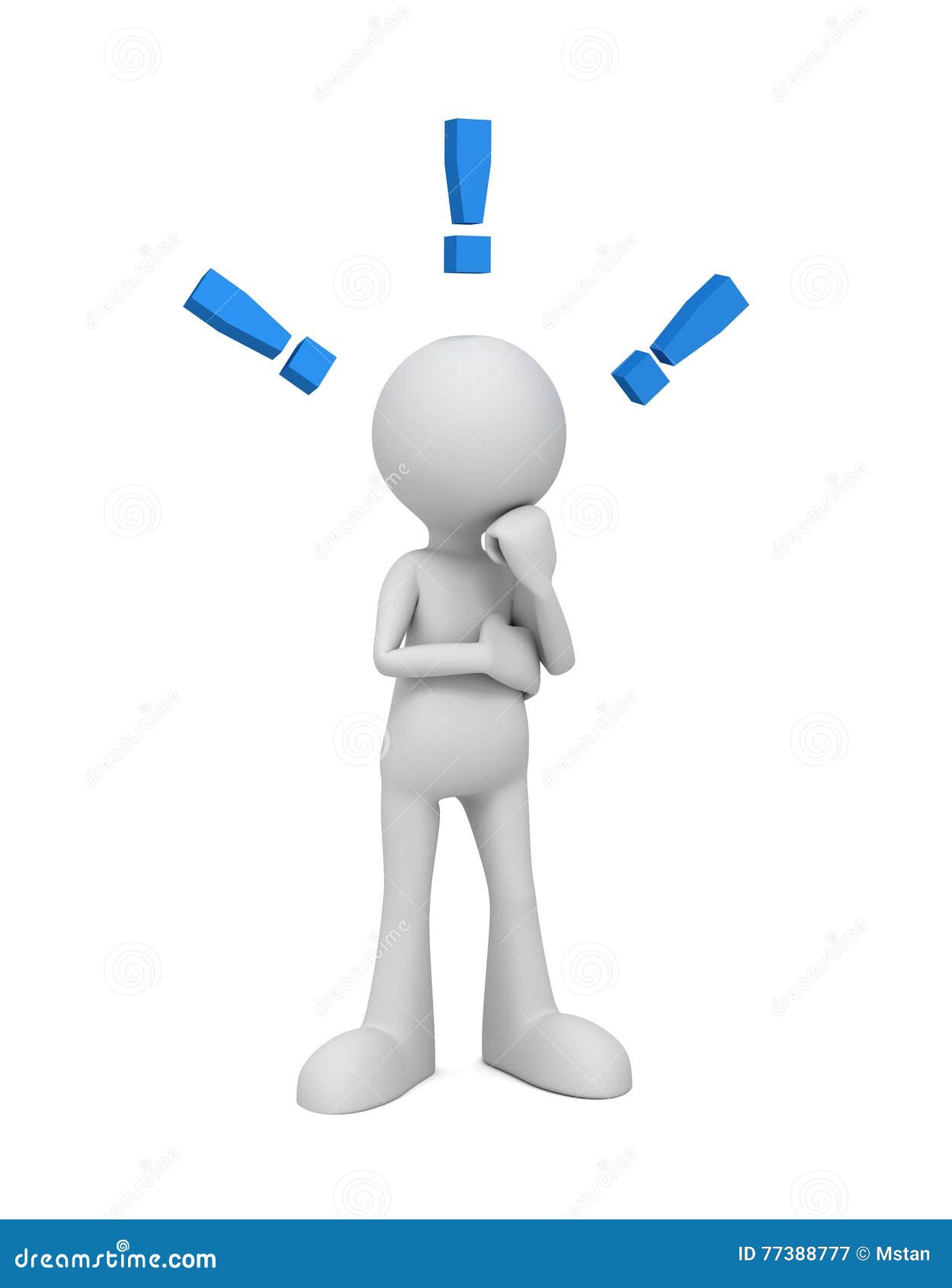 Man Exclamation Point Concept 3d Illustration Stock Illustration ...