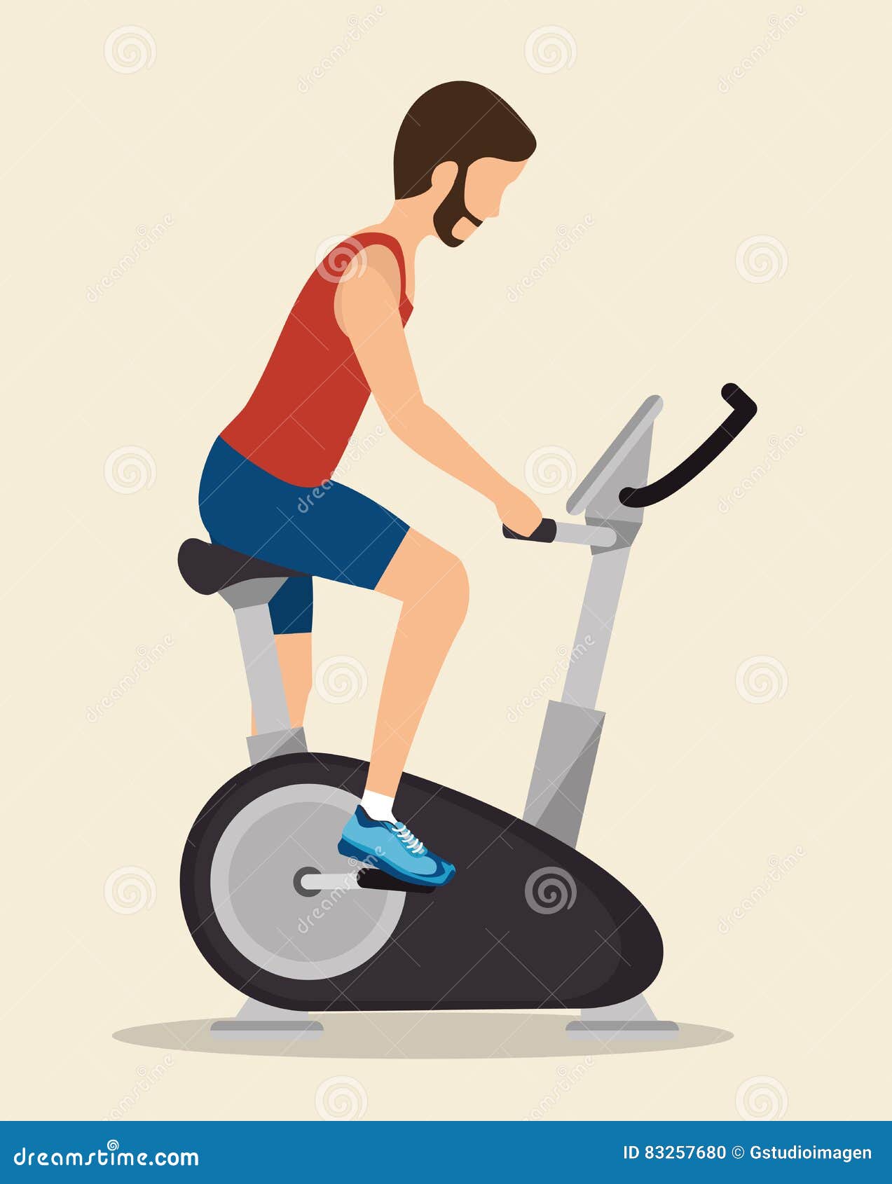 Man Exercises Static Bike Icon Stock Illustration - Illustration of ...