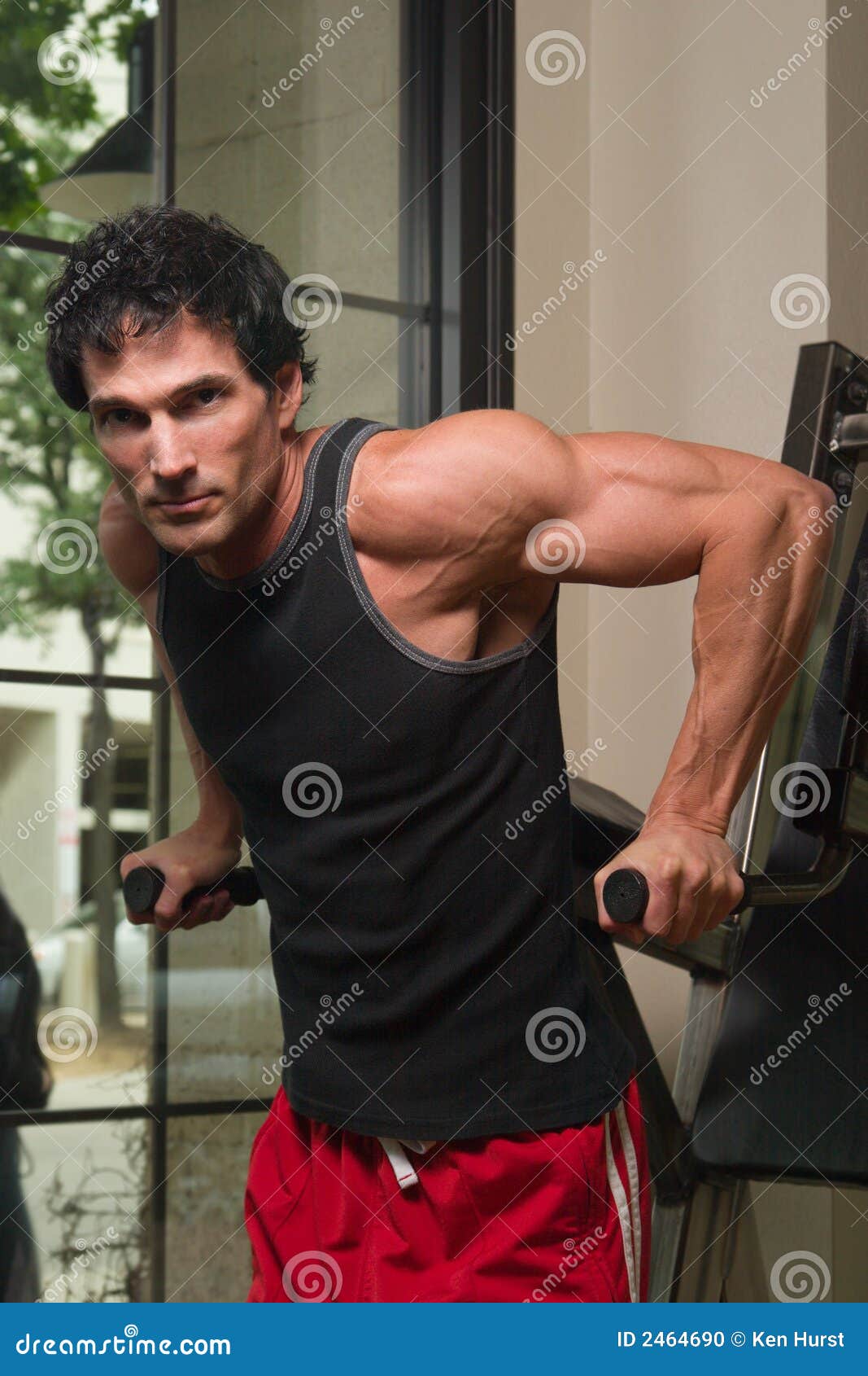 Man Exercising Arm Muscles stock photo. Image of club - 2464690