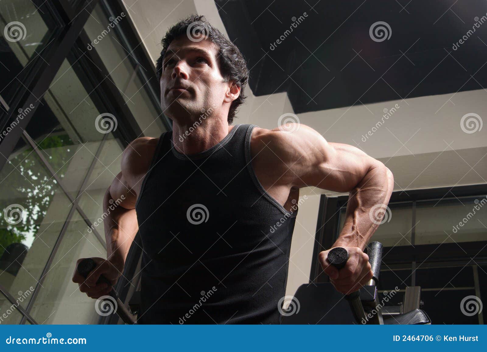 Man Exercising Arm Muscles stock photo. Image of confident - 2464706