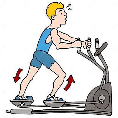 Man Exercising on Elliptical Machine Stock Vector - Illustration of ...