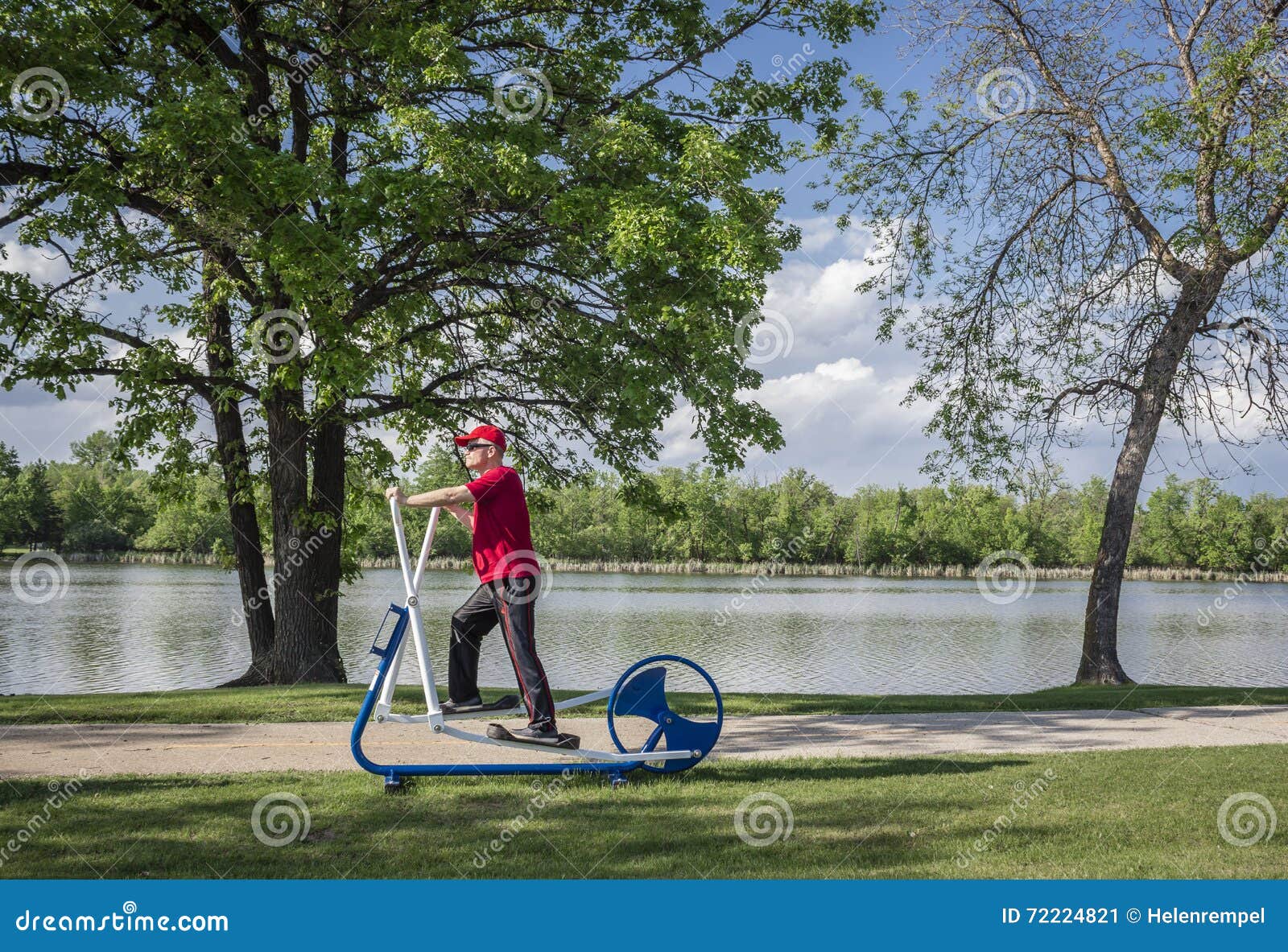 Man Exercising on an Elliptical Machine Outdoors Stock Image - Image of ...