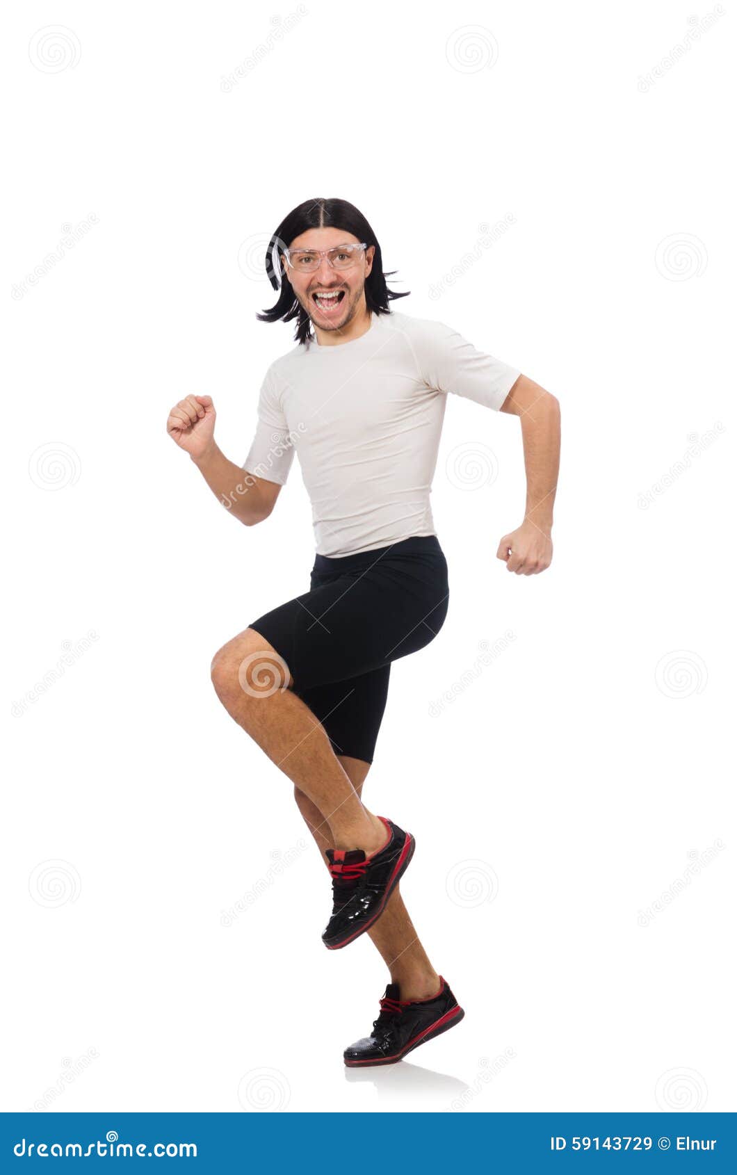 Man Exercising Isolated on White Stock Image - Image of hurrying ...