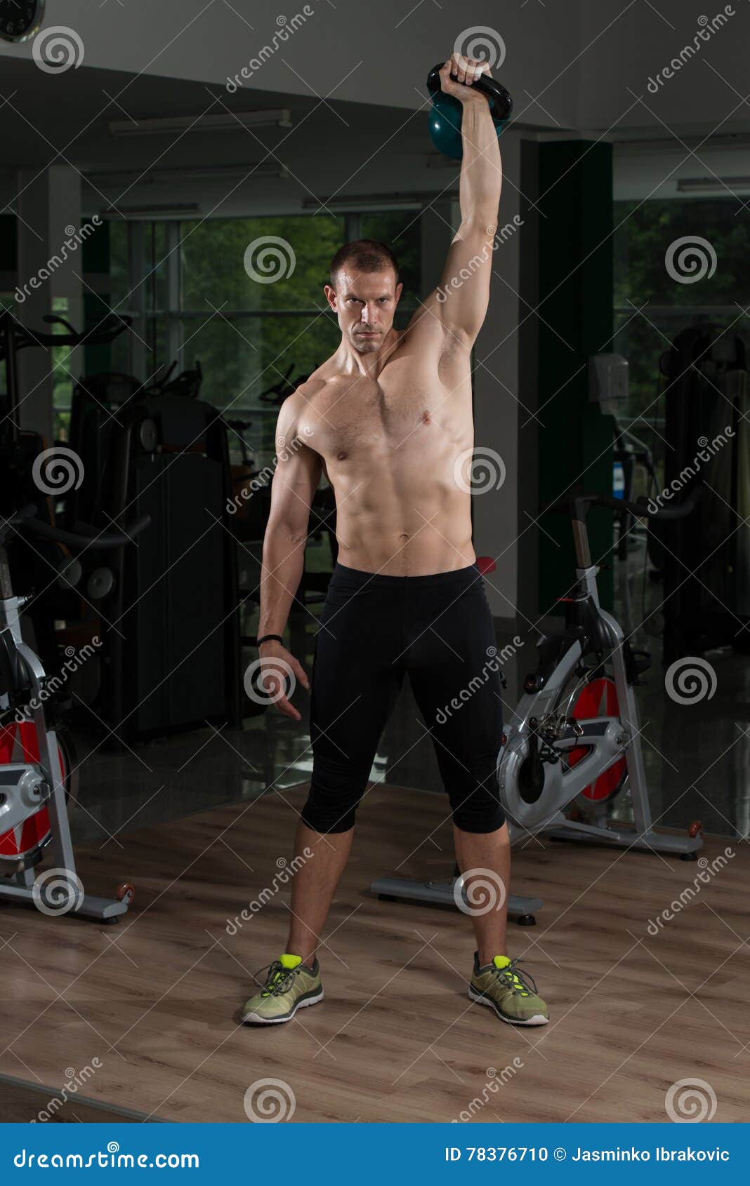Man Exercising with Kettle Bell Stock Photo - Image of bodybuilding ...