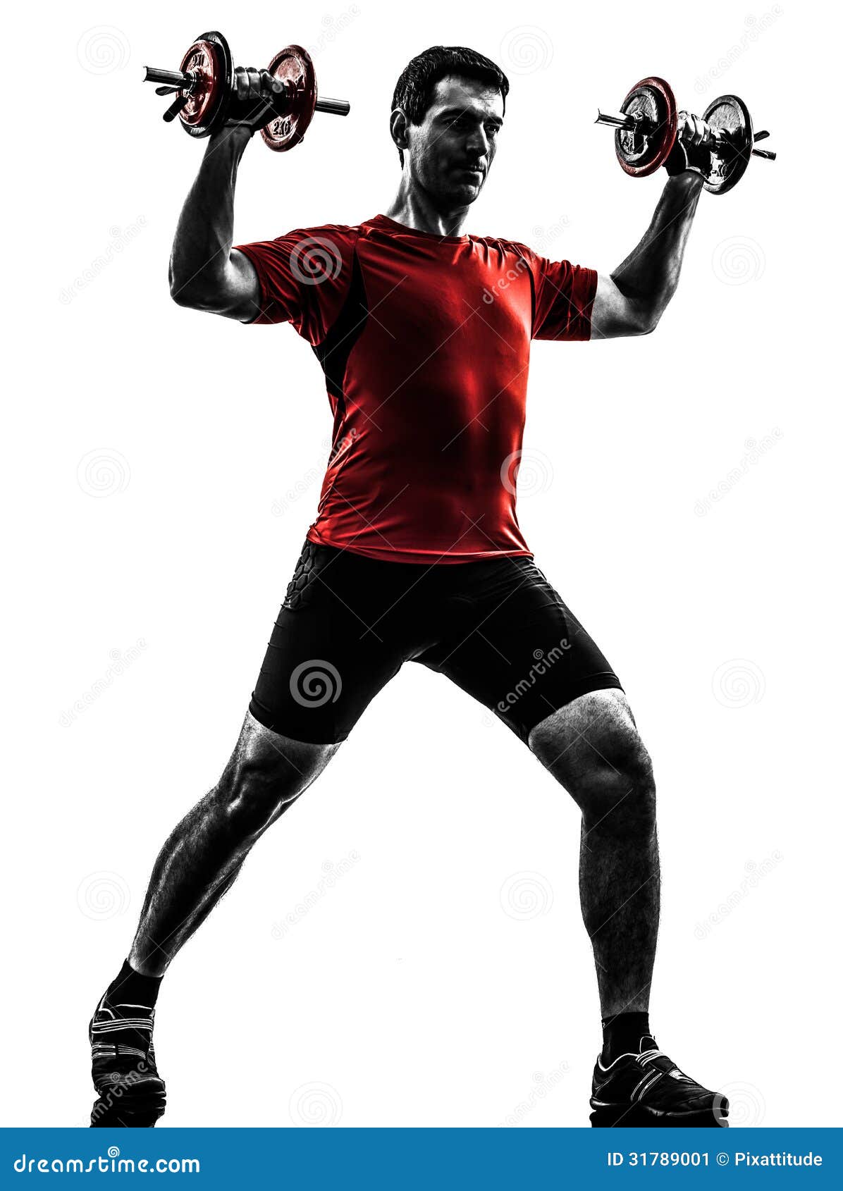 Man Exercising Weight Training Silhouette Stock Image - Image of ...
